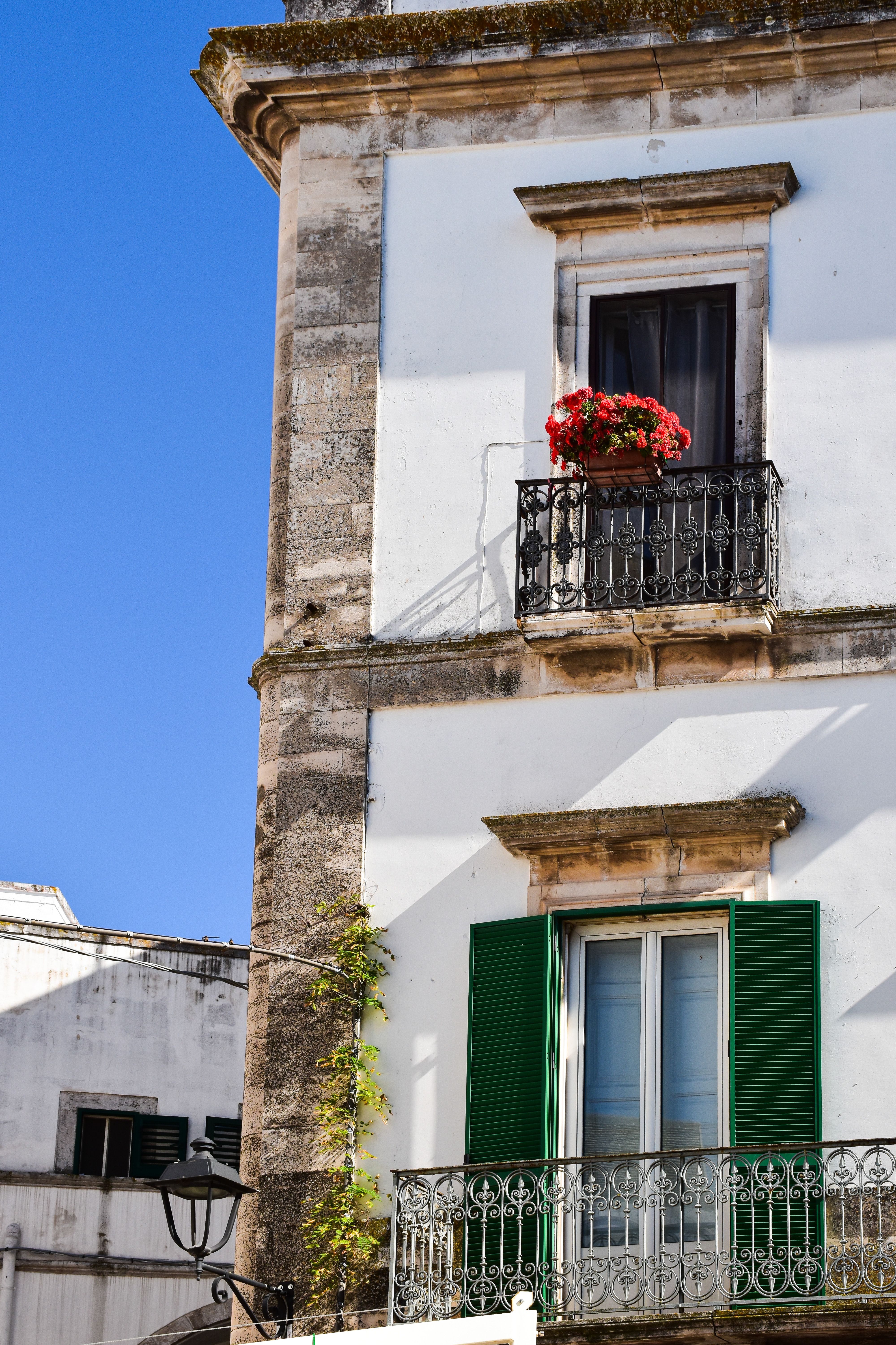 Charming Italian Balcony with Green Shutters · Free Stock Photo