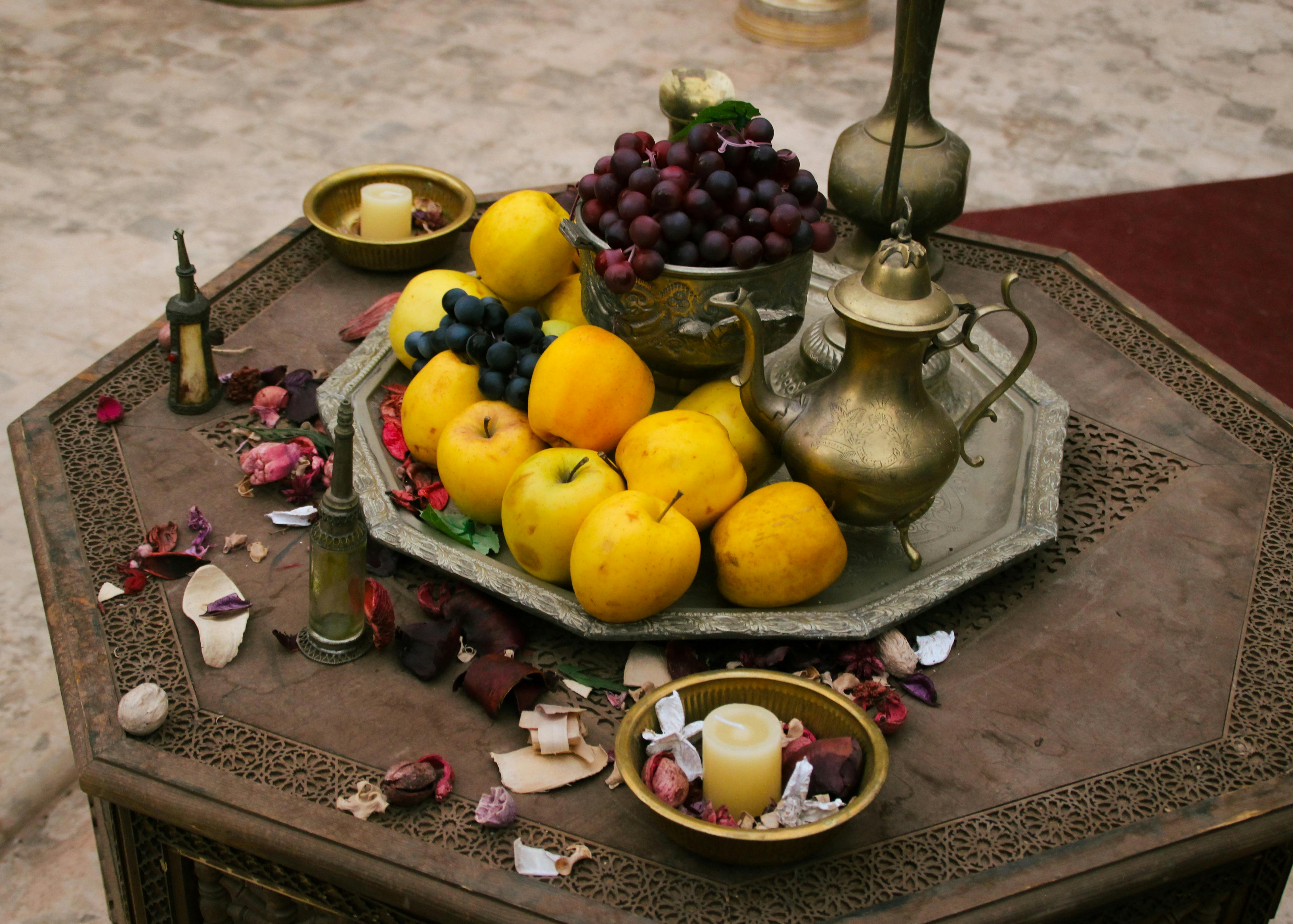 Traditional Moroccan Fruit and Tea Display · Free Stock Photo
