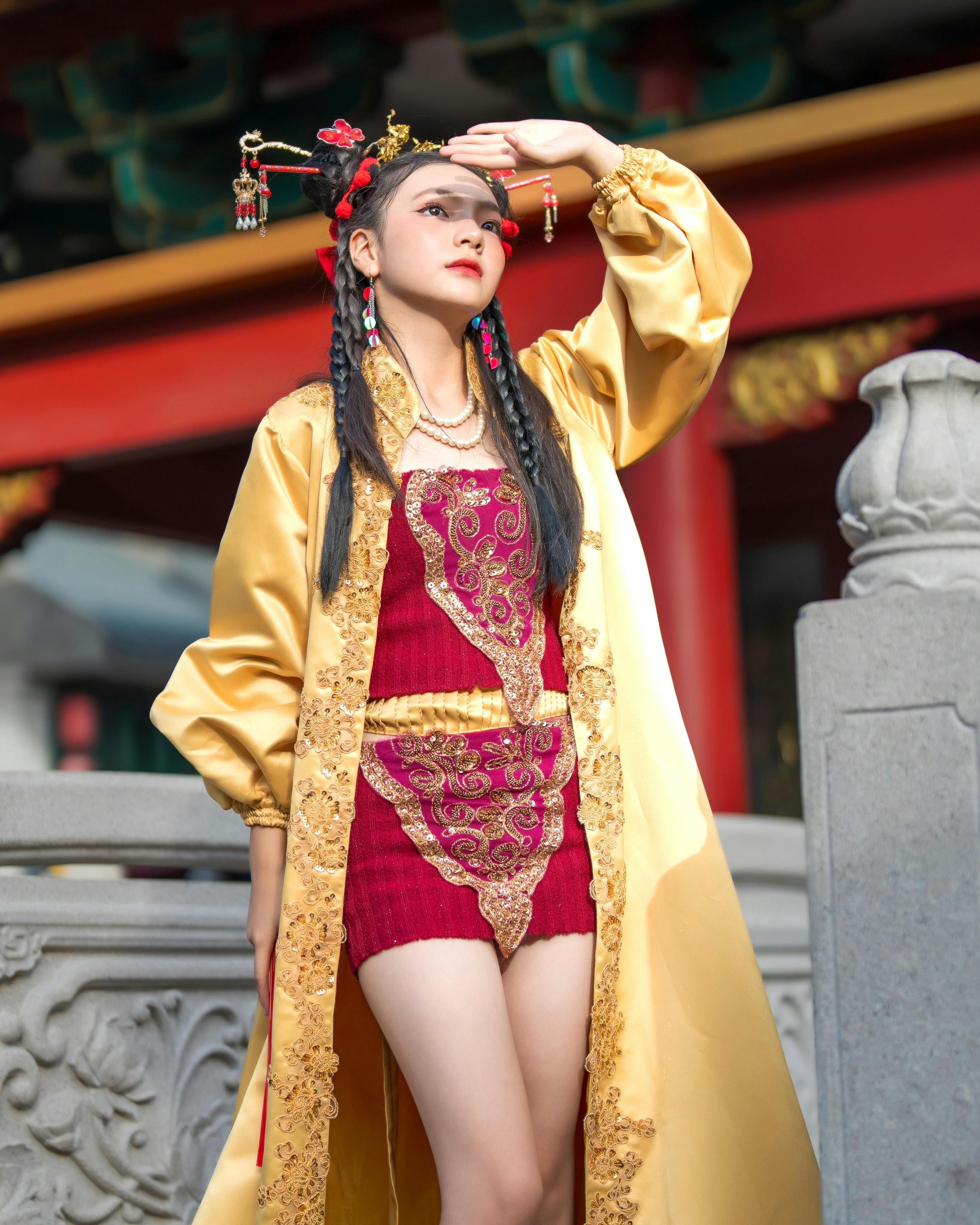 Traditional Costume in Jakarta Temple Setting · Free Stock Photo