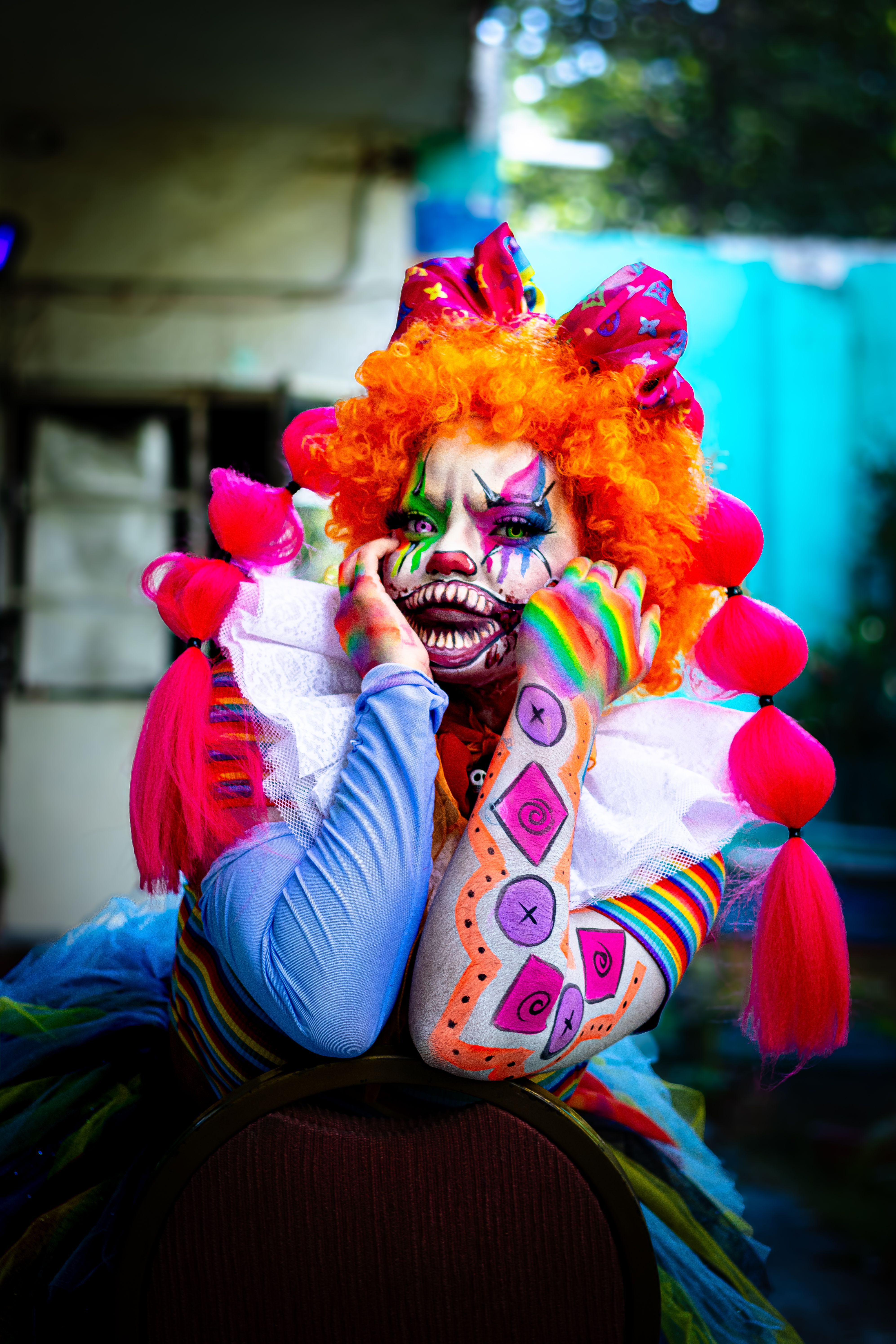Colorful Clown in Vibrant Makeup and Costume · Free Stock Photo