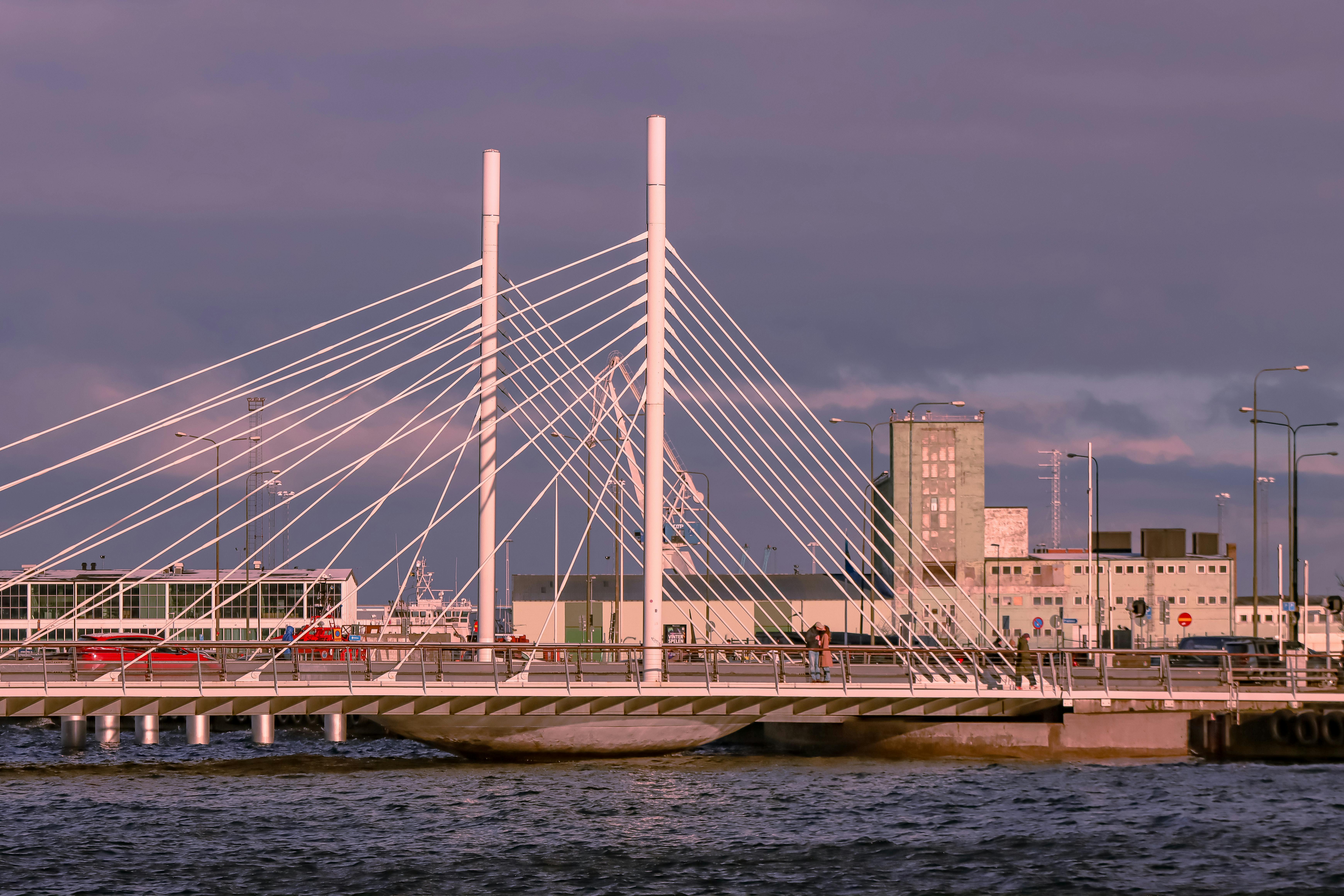 Modern Cable-Stayed Bridge in Malmö at Sunset · Free Stock Photo