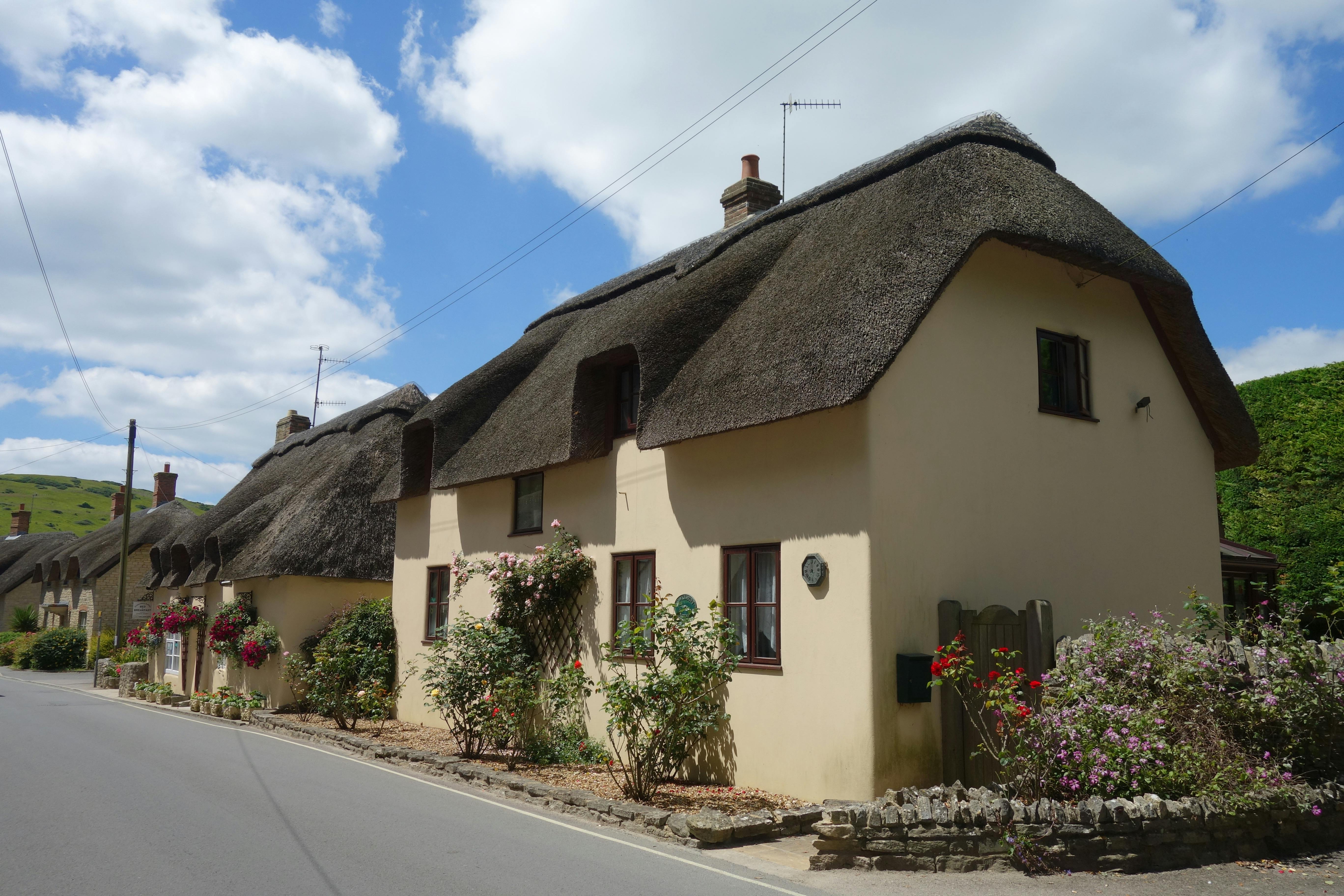 Charming Thatched Roof Cottages in Countryside · Free Stock Photo