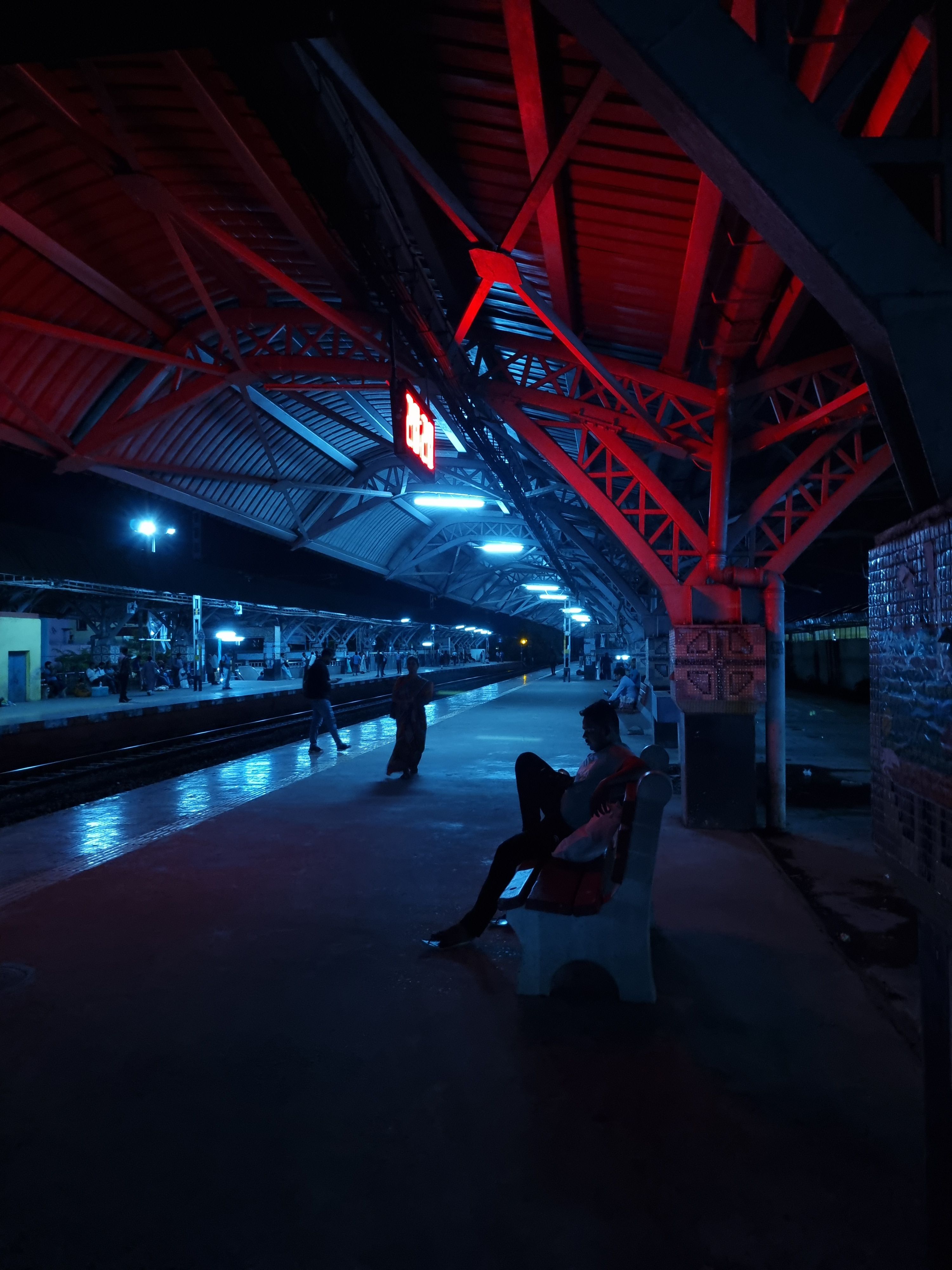 Atmospheric Night Scene at Indian Train Station · Free Stock Photo