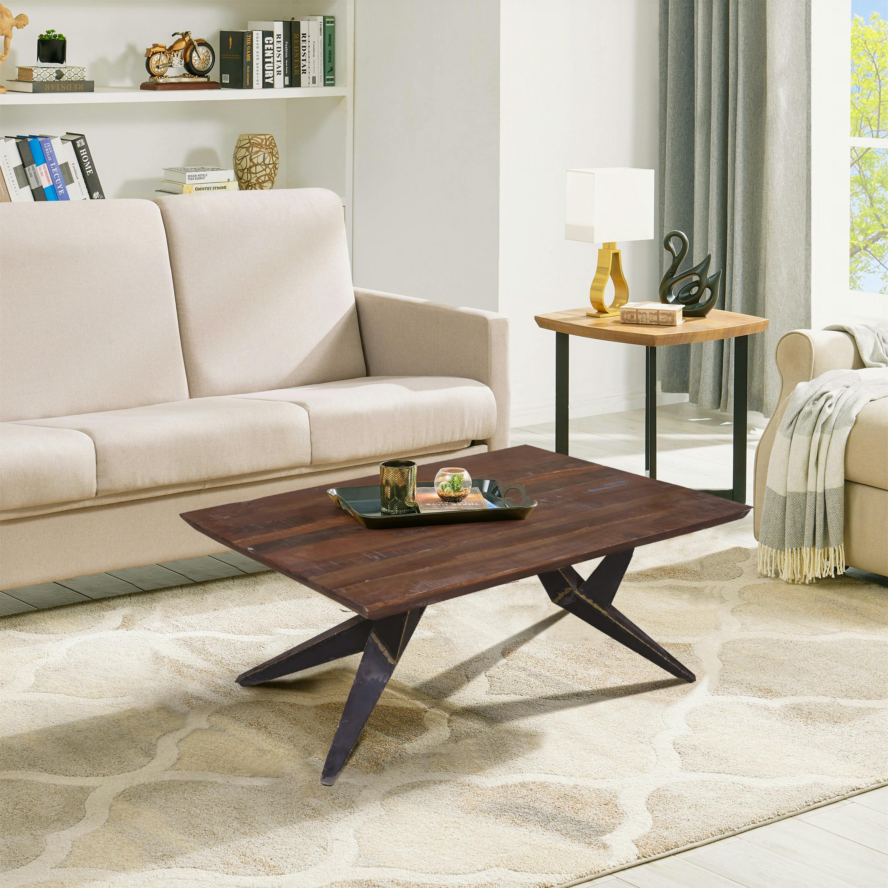 Modern Living Room with Wooden Coffee Table · Free Stock Photo
