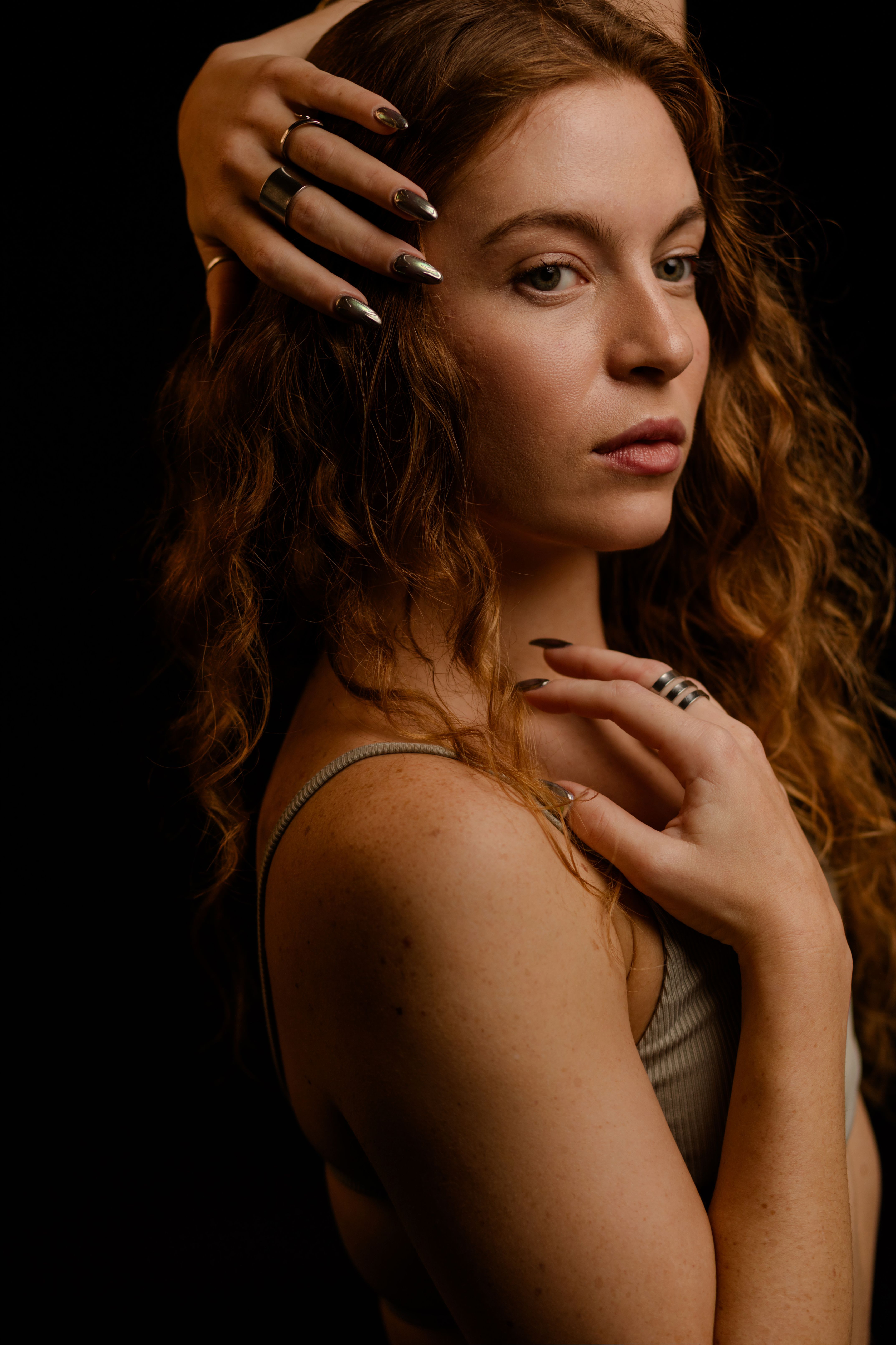 Elegant Portrait of Woman with Artistic Nail Art · Free Stock Photo