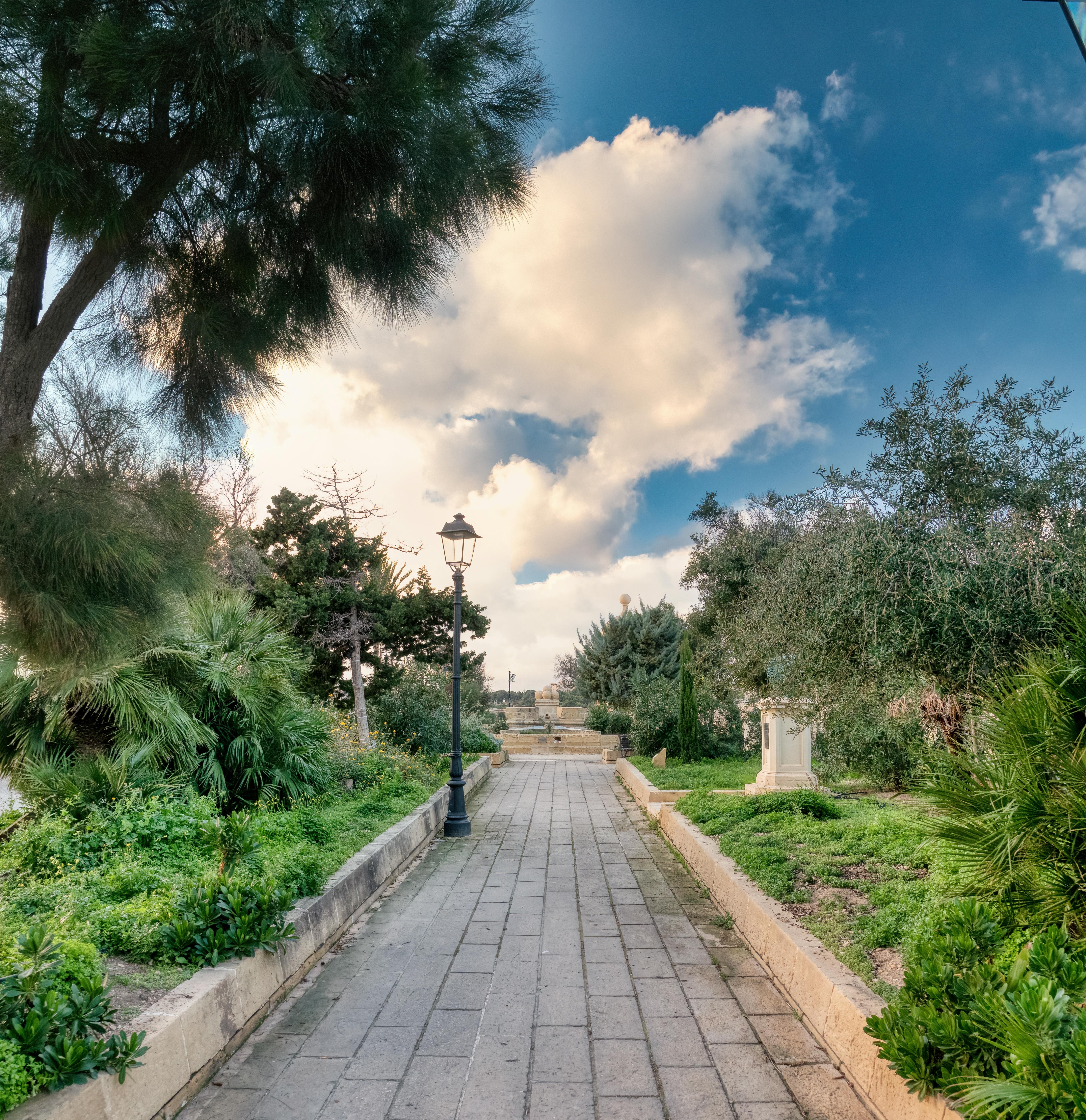 Serene Pathway in a Maltese Park at Sunset · Free Stock Photo