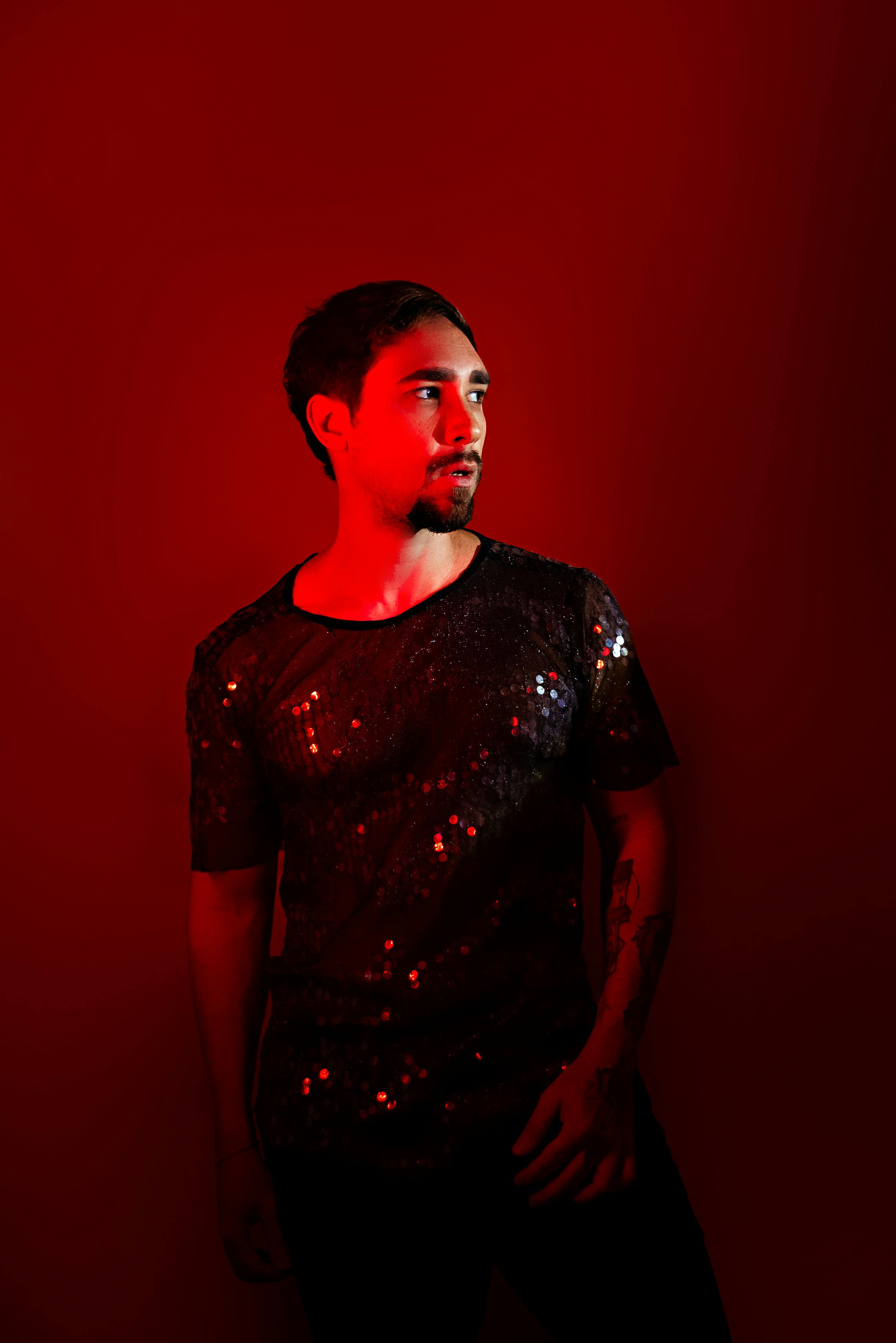 Dramatic Male Portrait with Red Lighting · Free Stock Photo