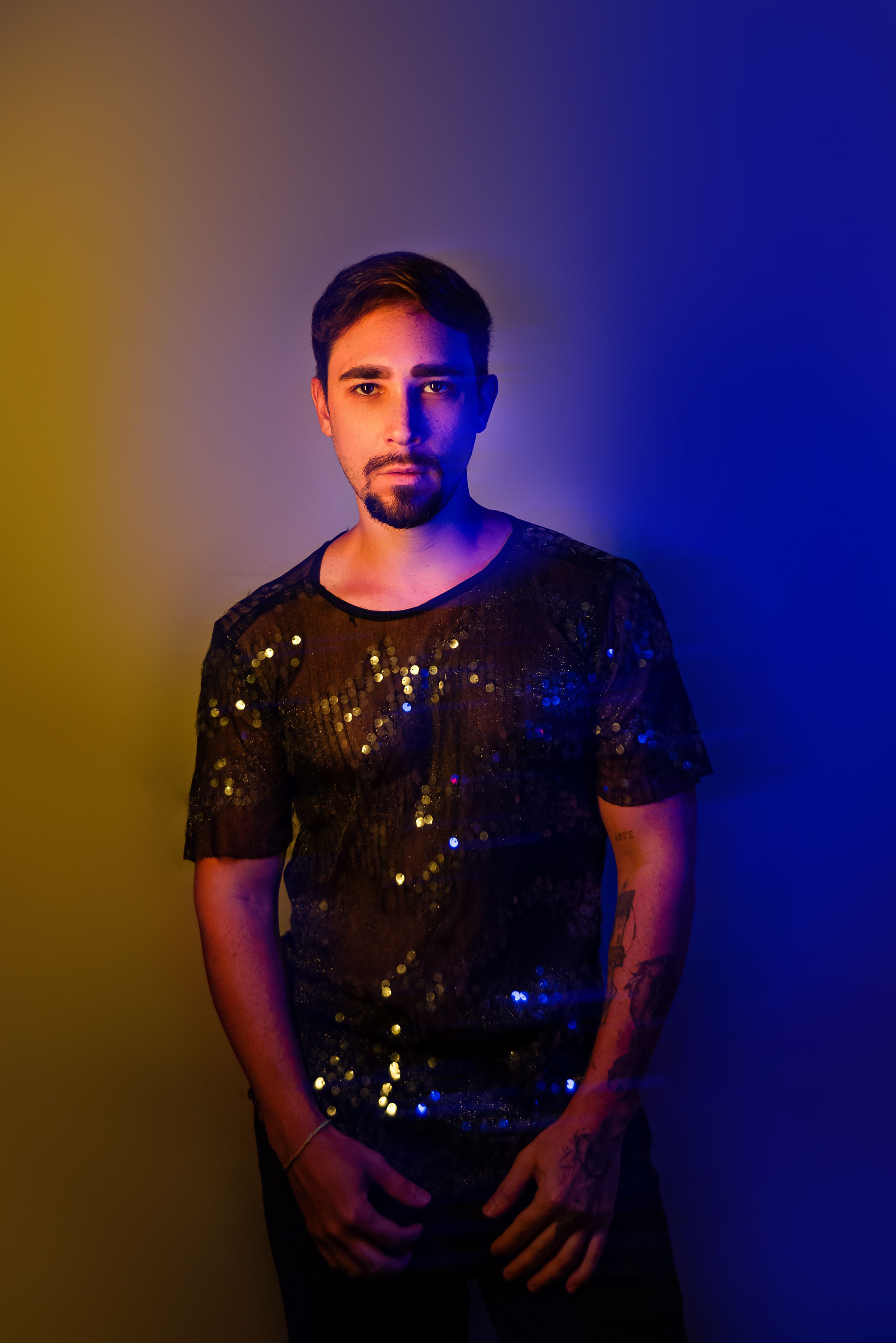 Stylish Male Portrait with Colorful Lighting · Free Stock Photo