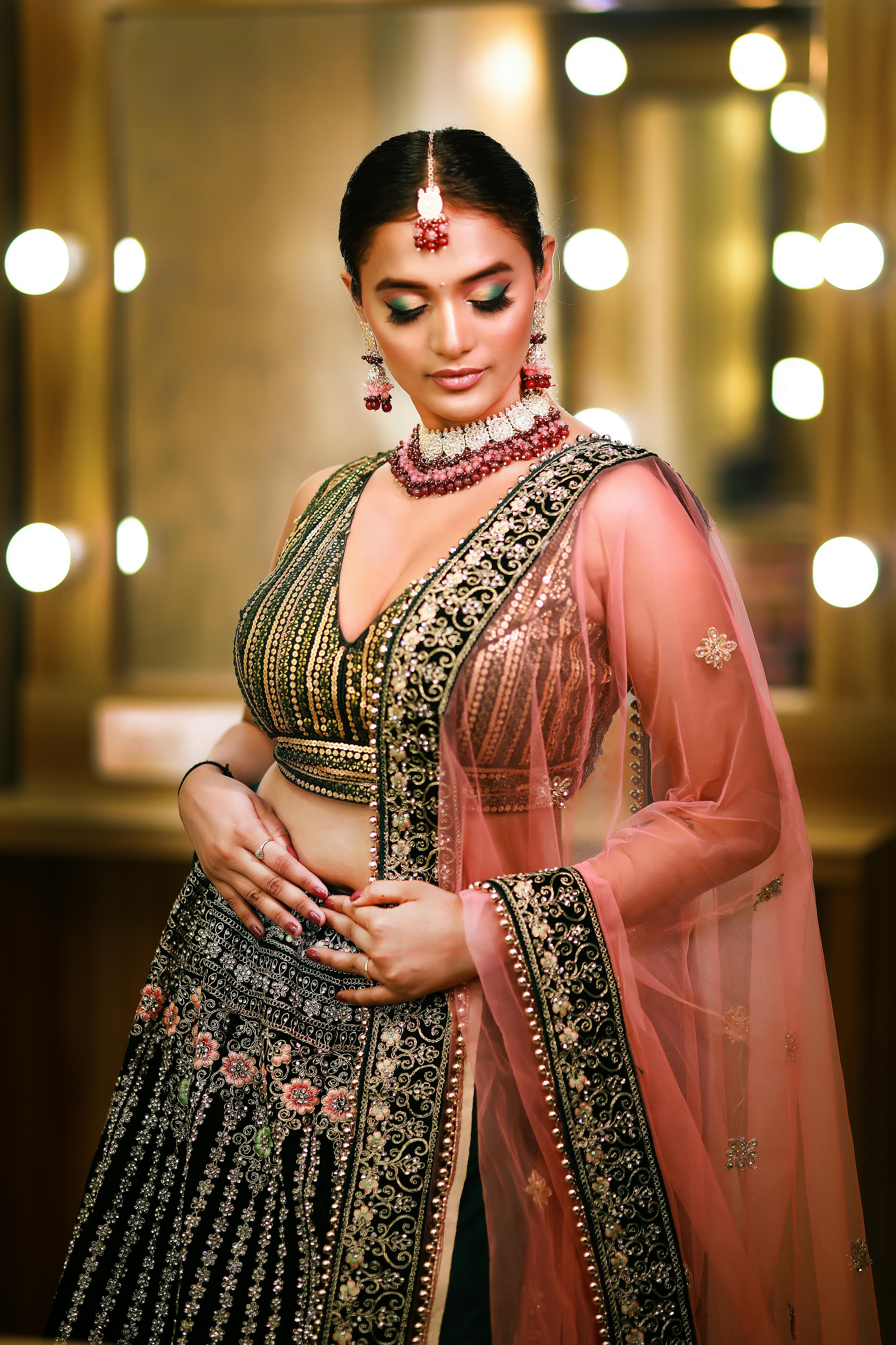 Elegant South Asian Bridal Portrait with Traditional Attire · Free ...