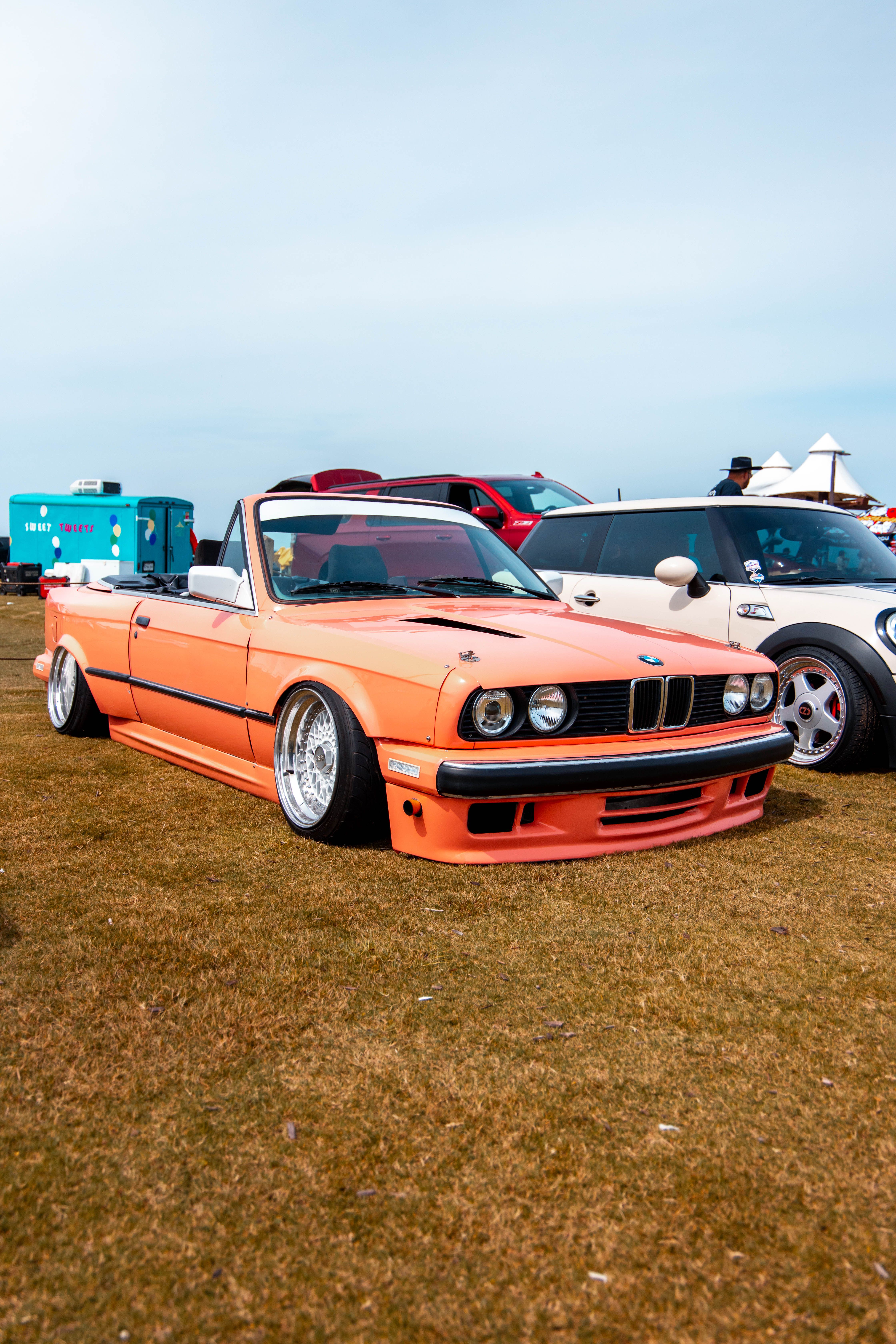 Vintage Orange Convertible at Car Show · Free Stock Photo