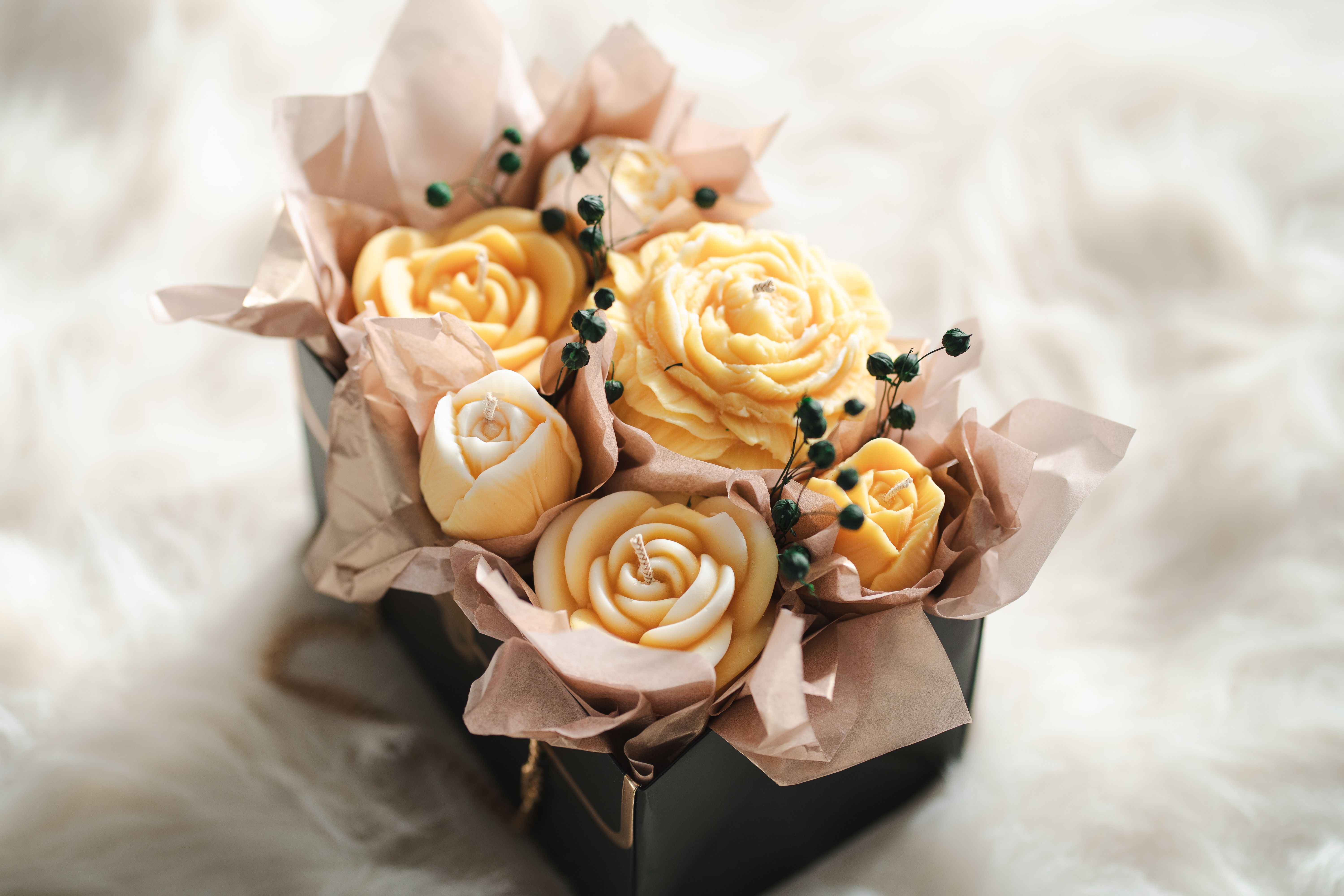 Elegant Yellow Floral Arrangement in Gift Box · Free Stock Photo