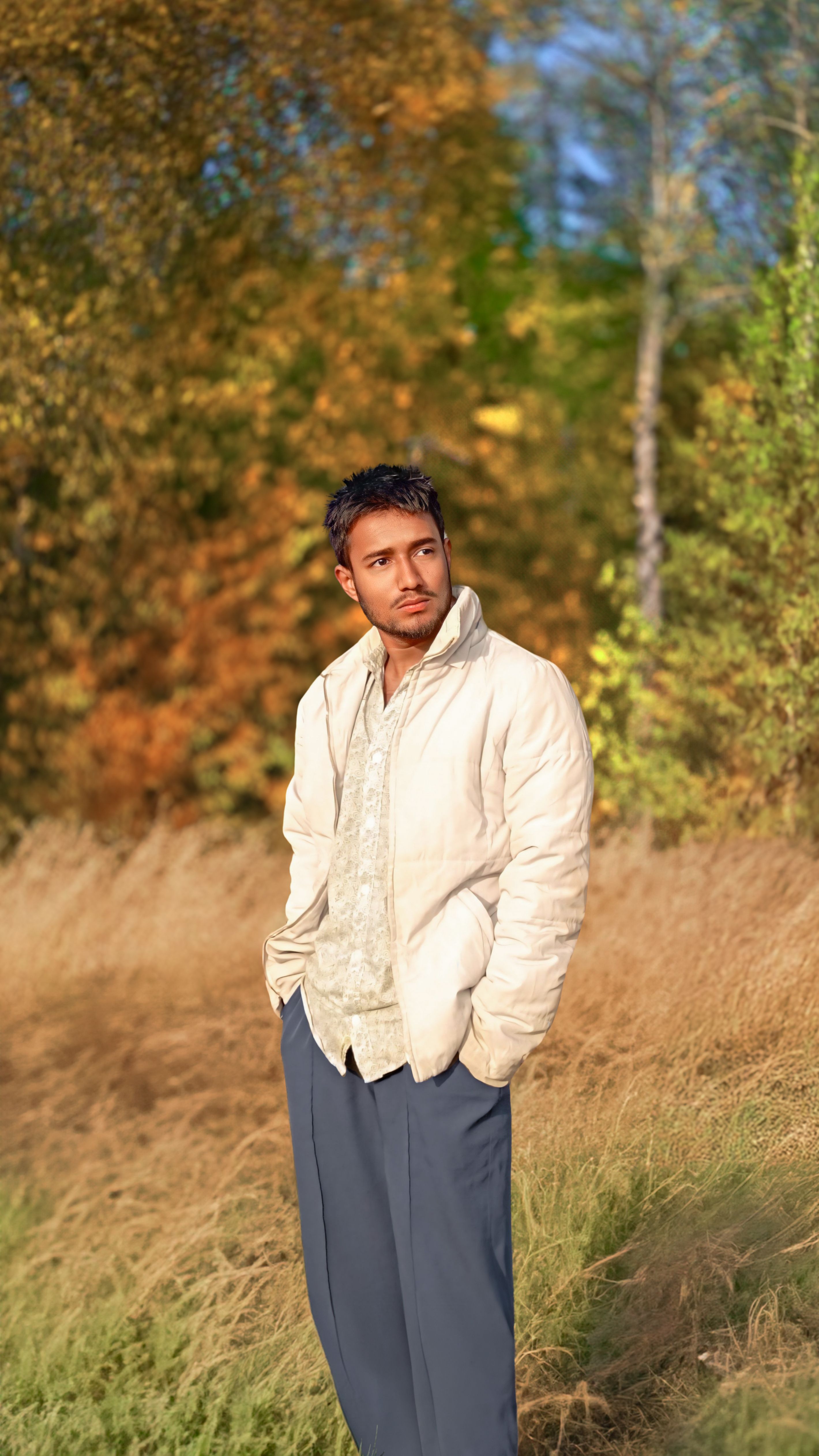 Young Man in Autumn Landscape Wearing a Jacket · Free Stock Photo