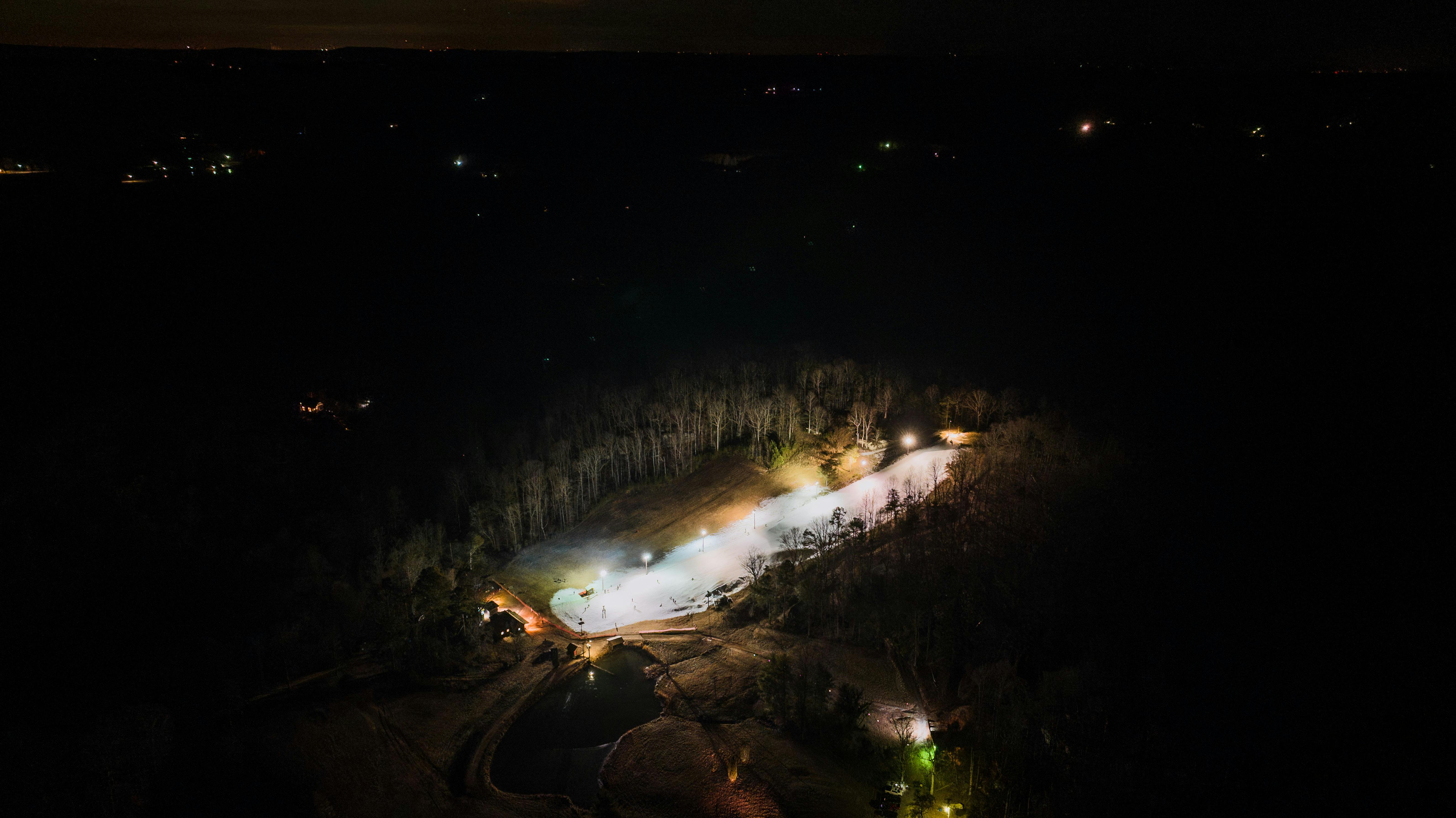 Aerial Night View of Ski Resort in Alabama · Free Stock Photo