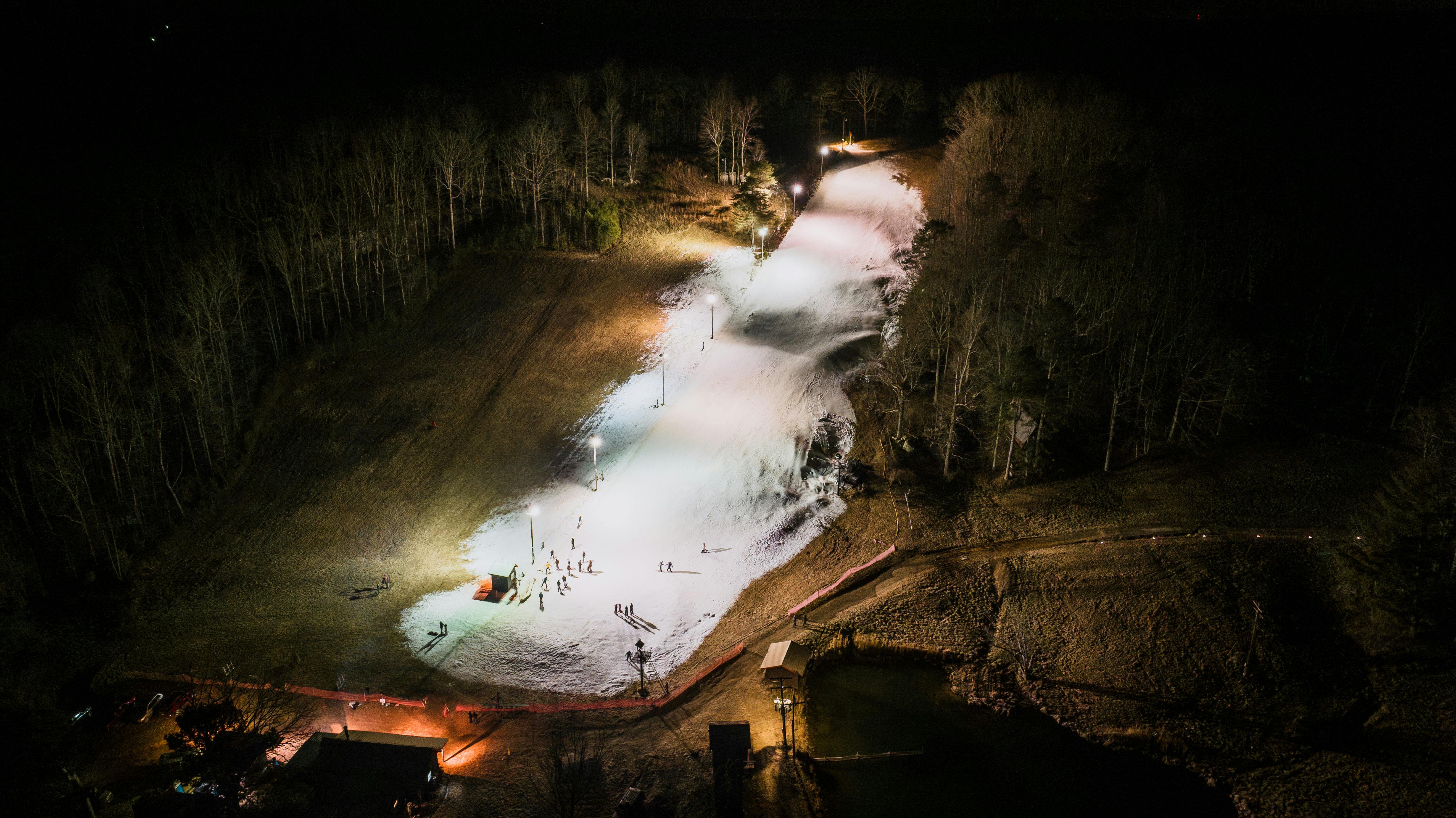 Nighttime Aerial View of Ski Resort in Alabama · Free Stock Photo