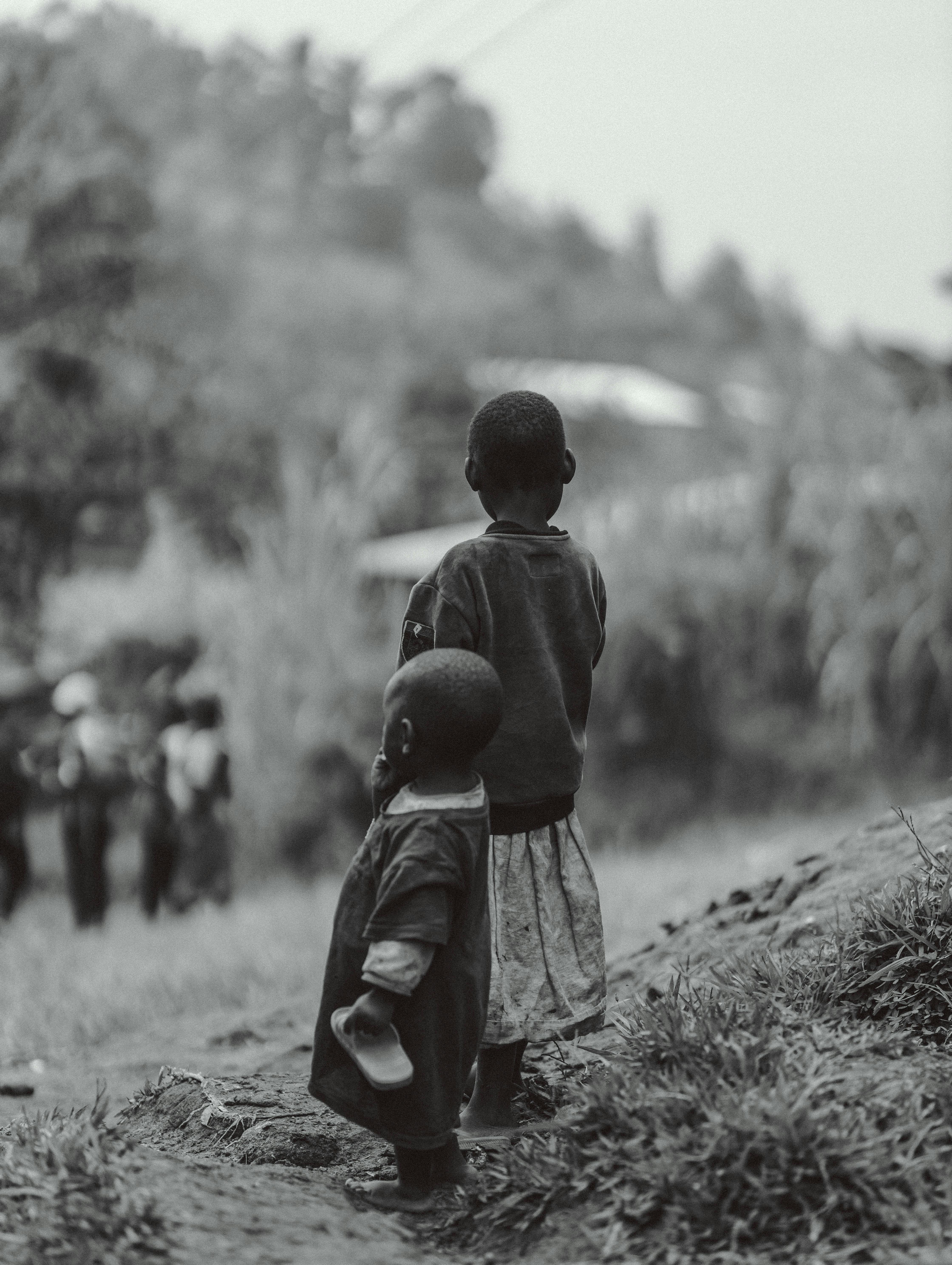 Children Walking in Rural Burundi Landscape · Free Stock Photo