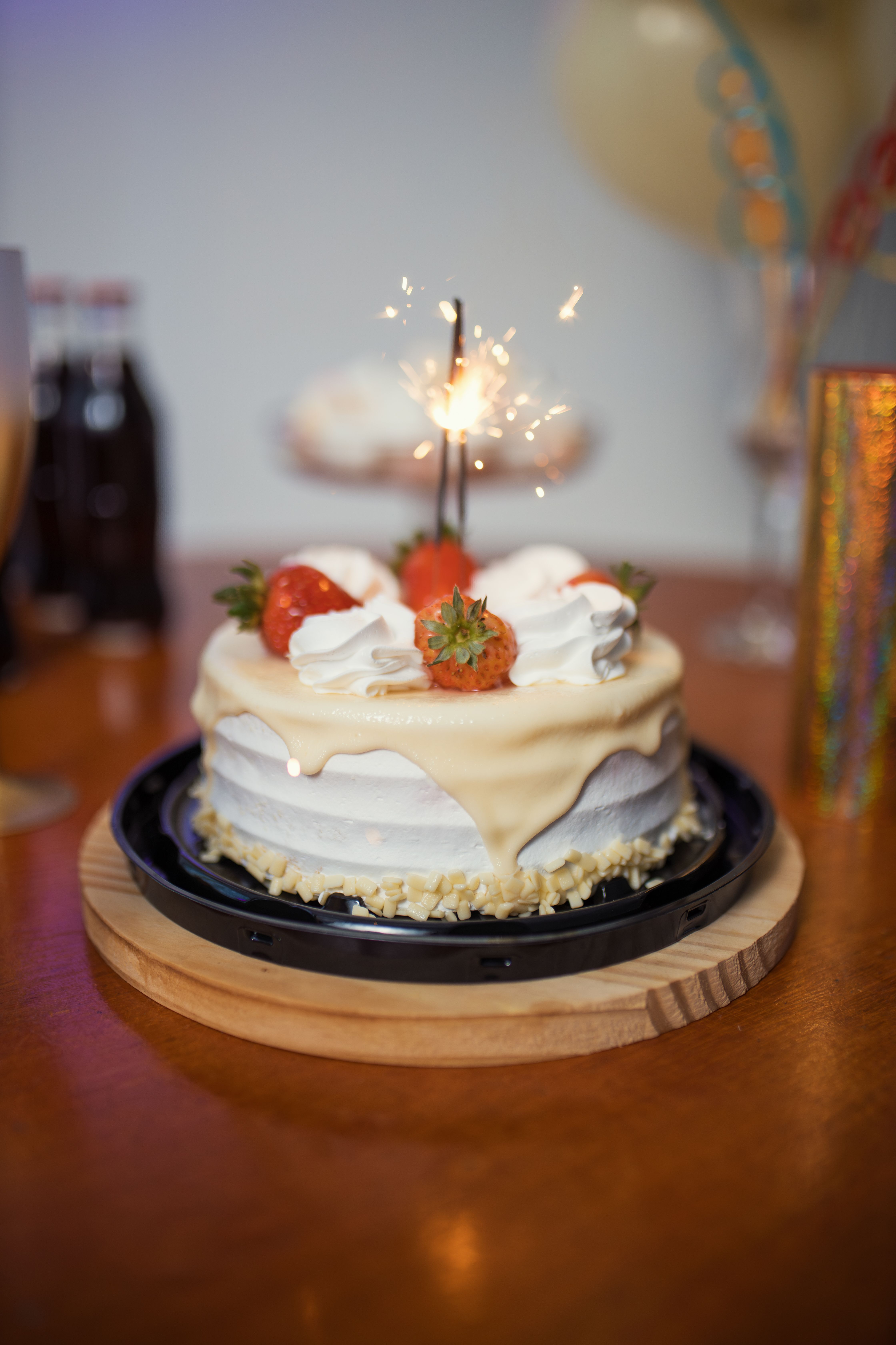 Delicious Brazilian Birthday Cake with Sparklers · Free Stock Photo