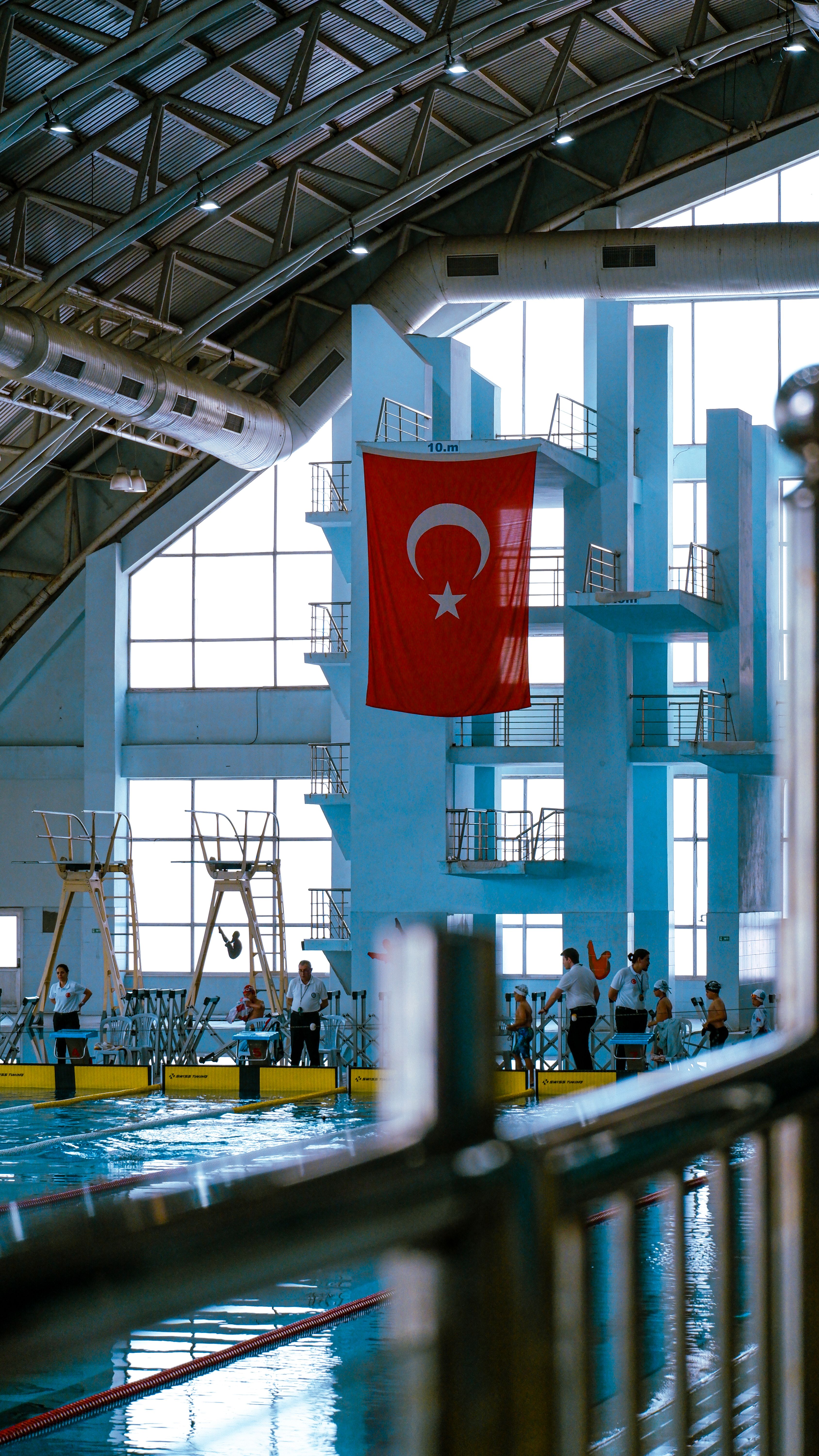 Indoor Swimming Pool with Turkish Flag in Ankara · Free Stock Photo
