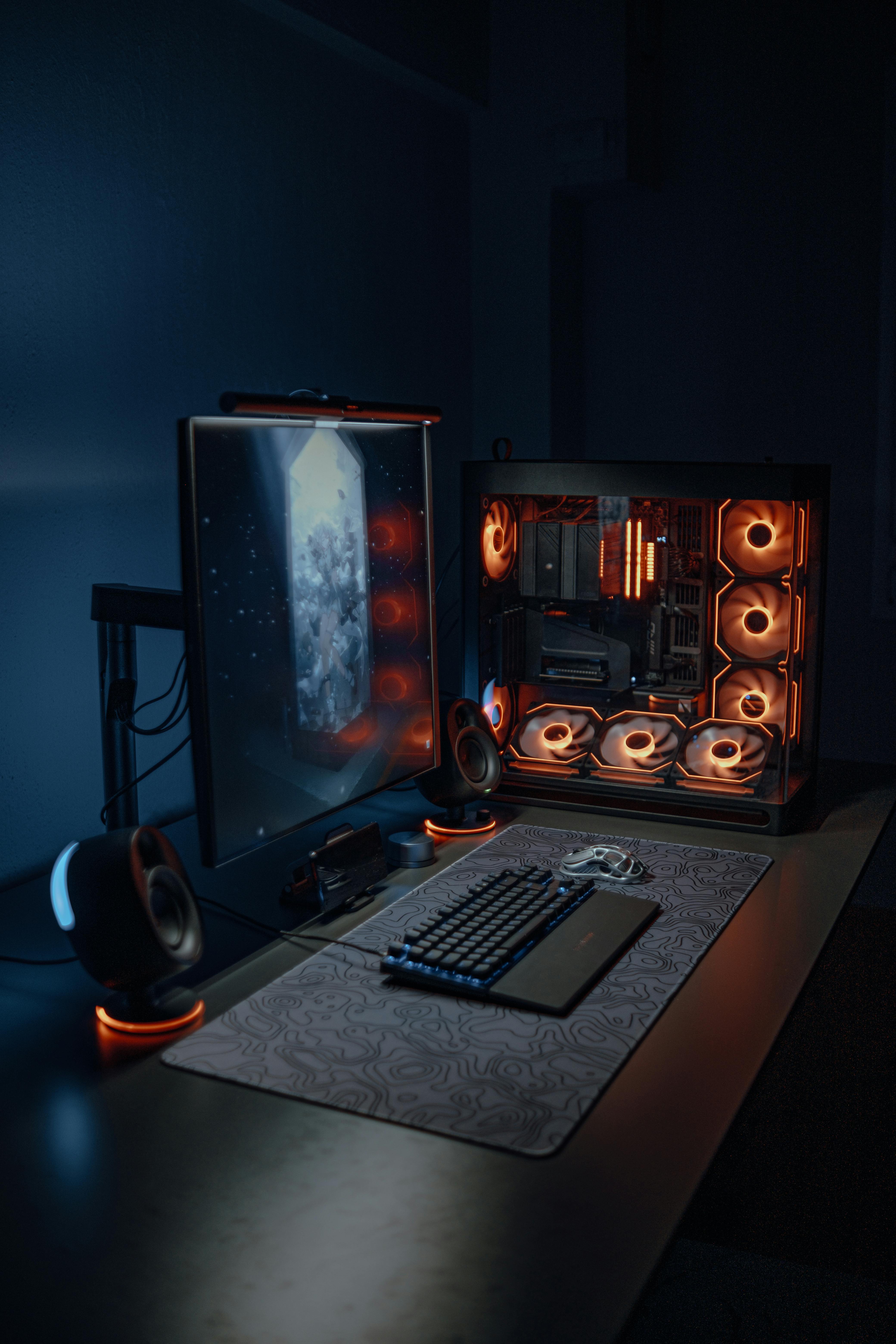 Modern Gaming Setup with RGB Lights · Free Stock Photo