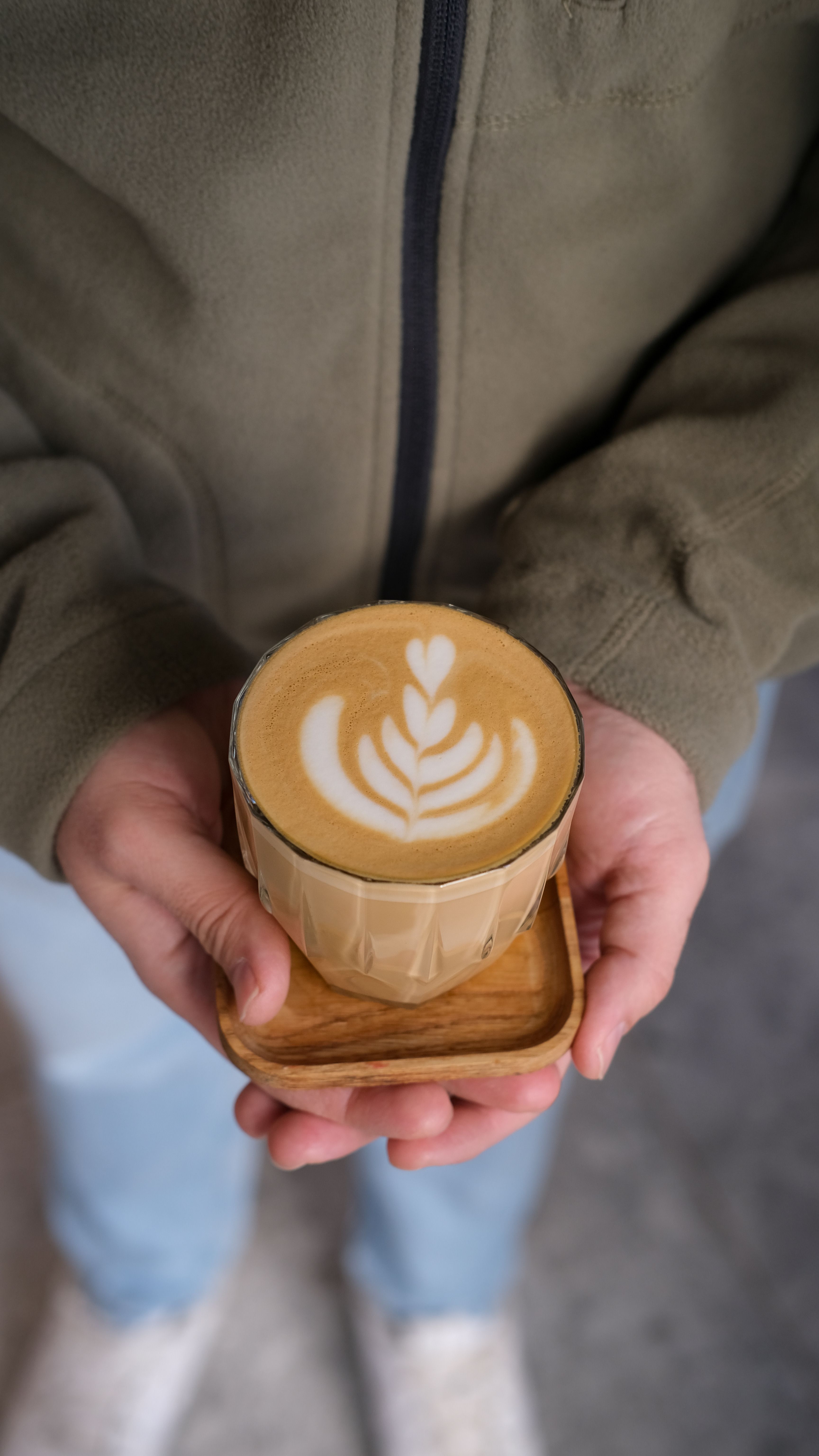 Person Holding Latte with Art Design on Cup · Free Stock Photo