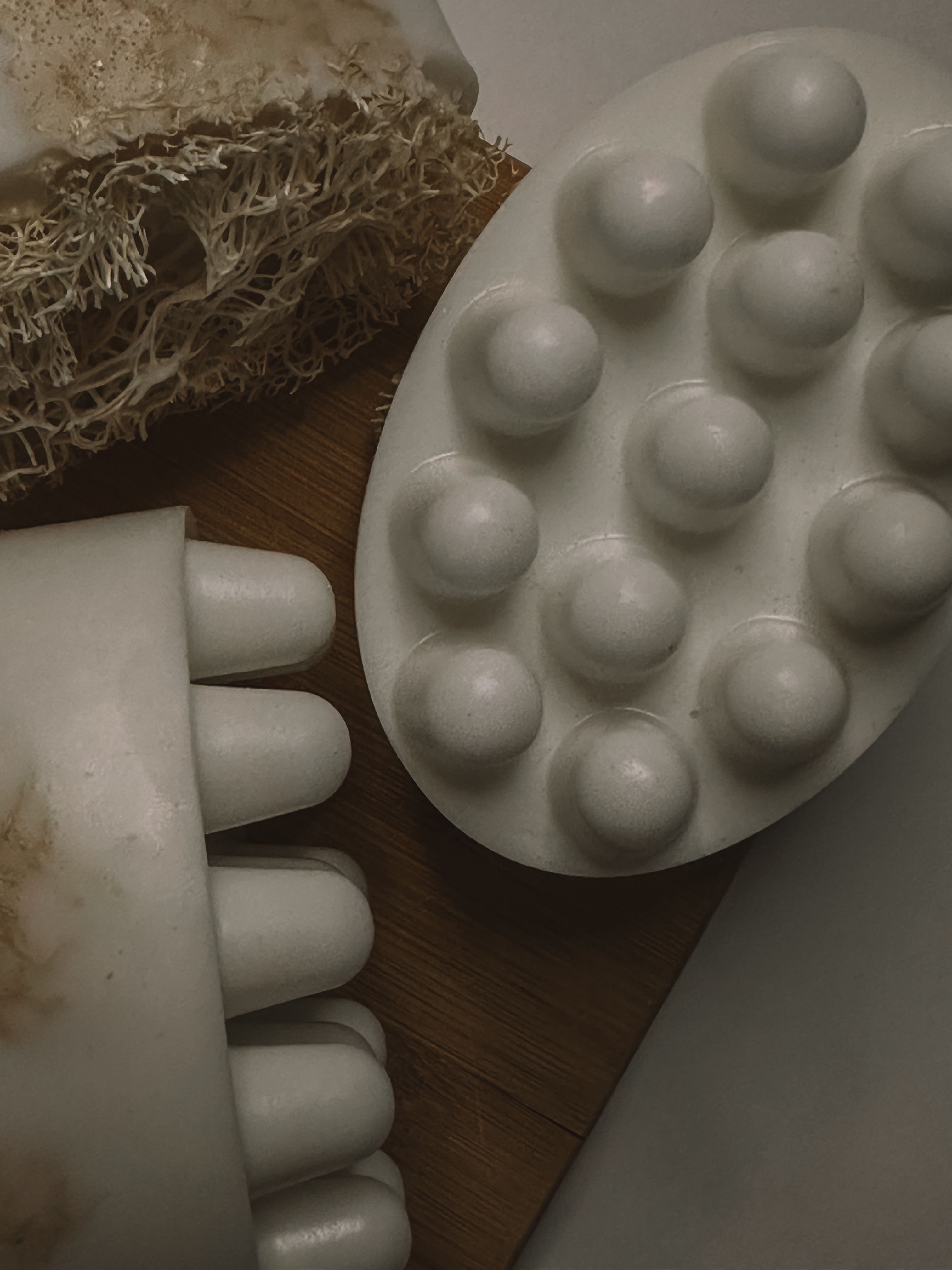 Natural Textured Exfoliating Soap Bars on Wood · Free Stock Photo