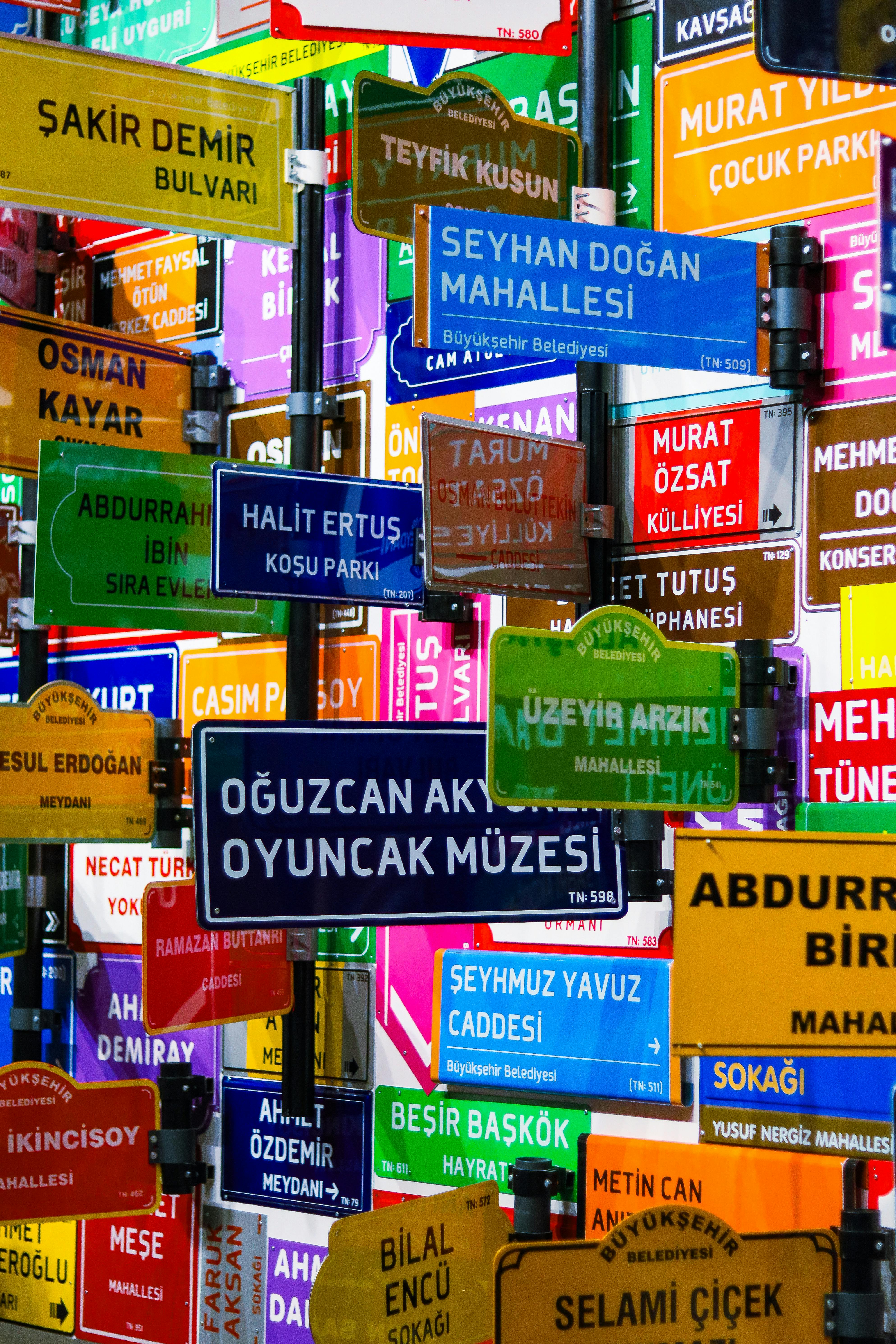 Colorful Array of Turkish Street Signs · Free Stock Photo