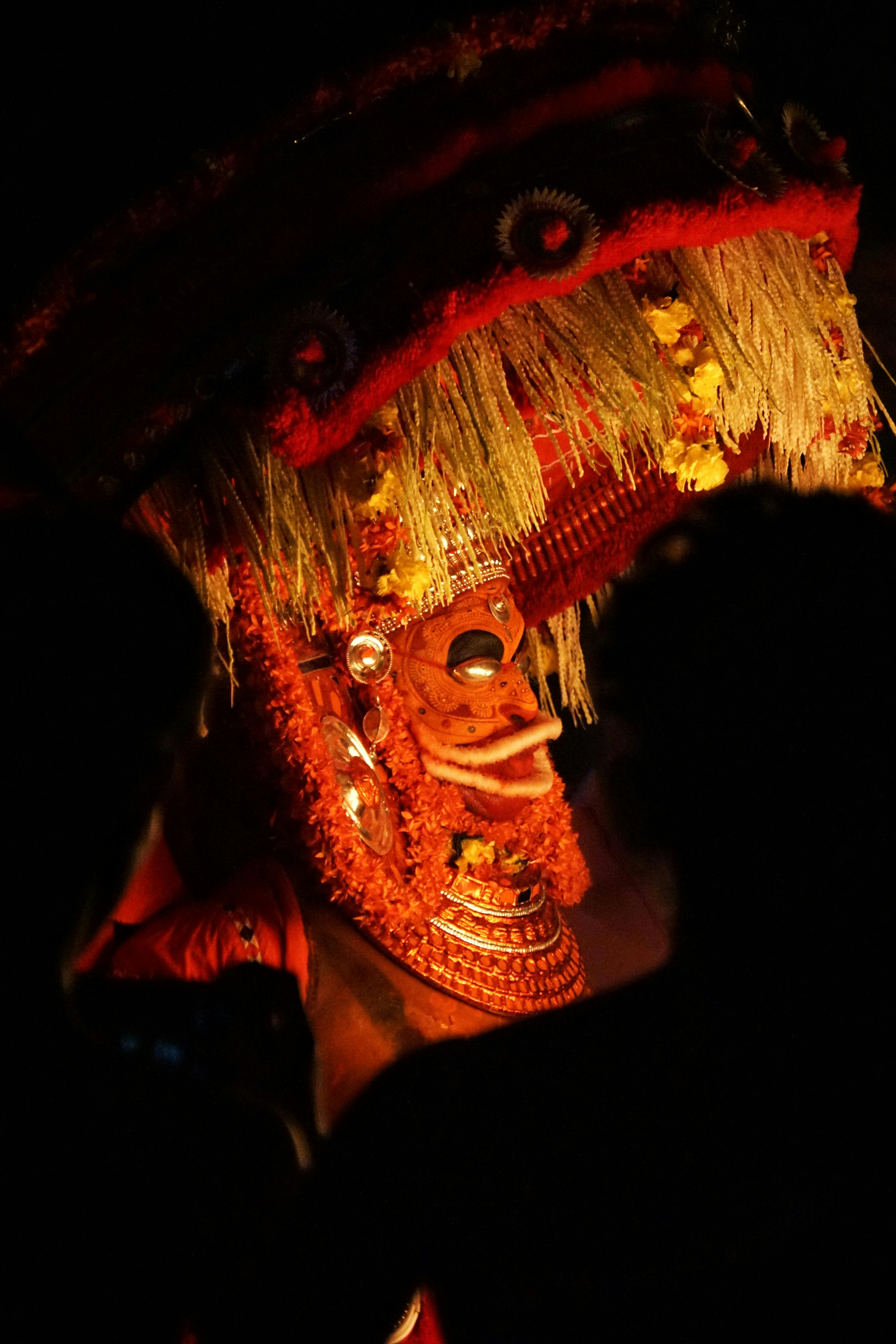 Traditional Indian Theyyam Performance at Night · Free Stock Photo