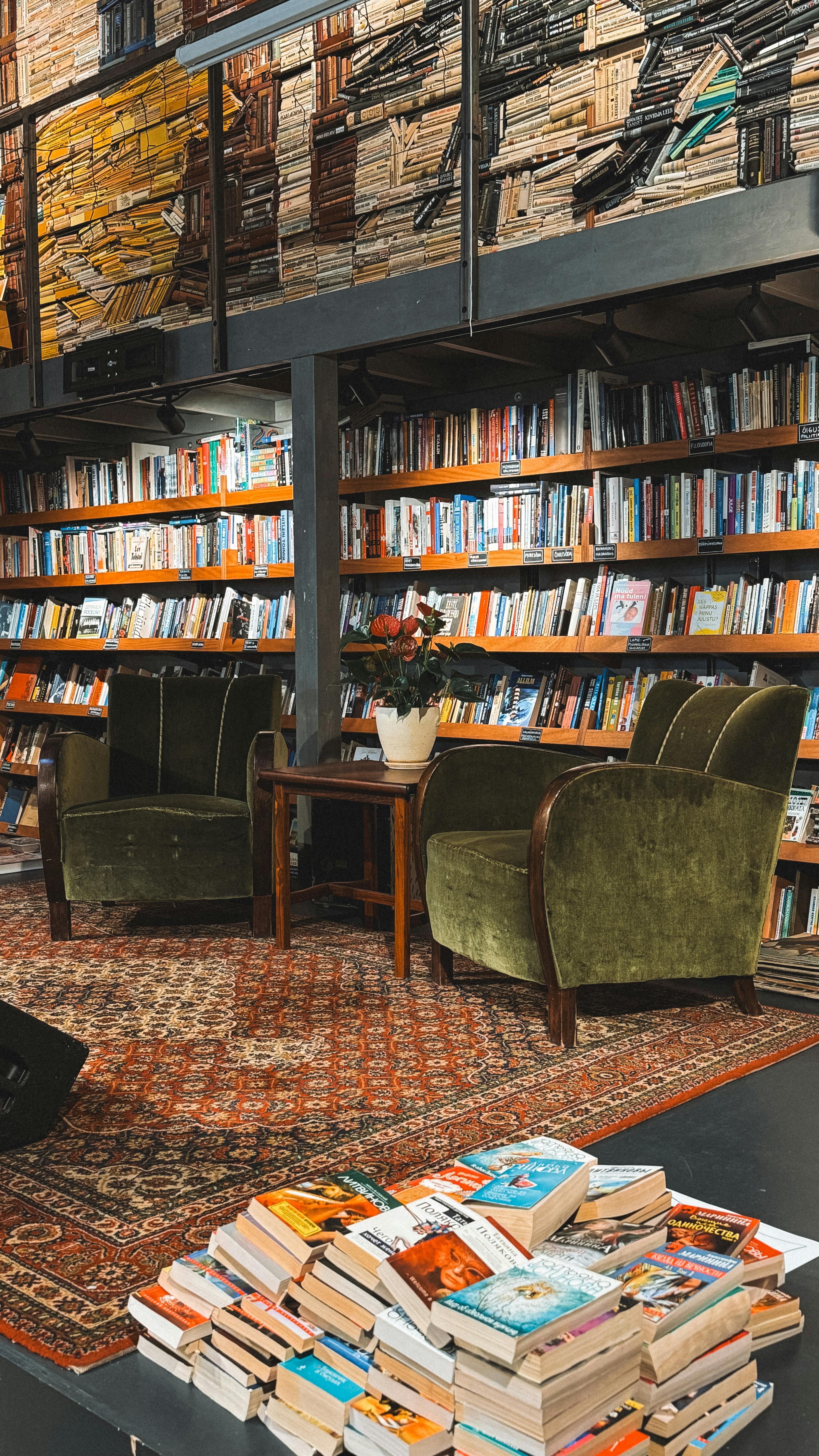 Cozy Reading Nook in a Rustic Bookstore · Free Stock Photo