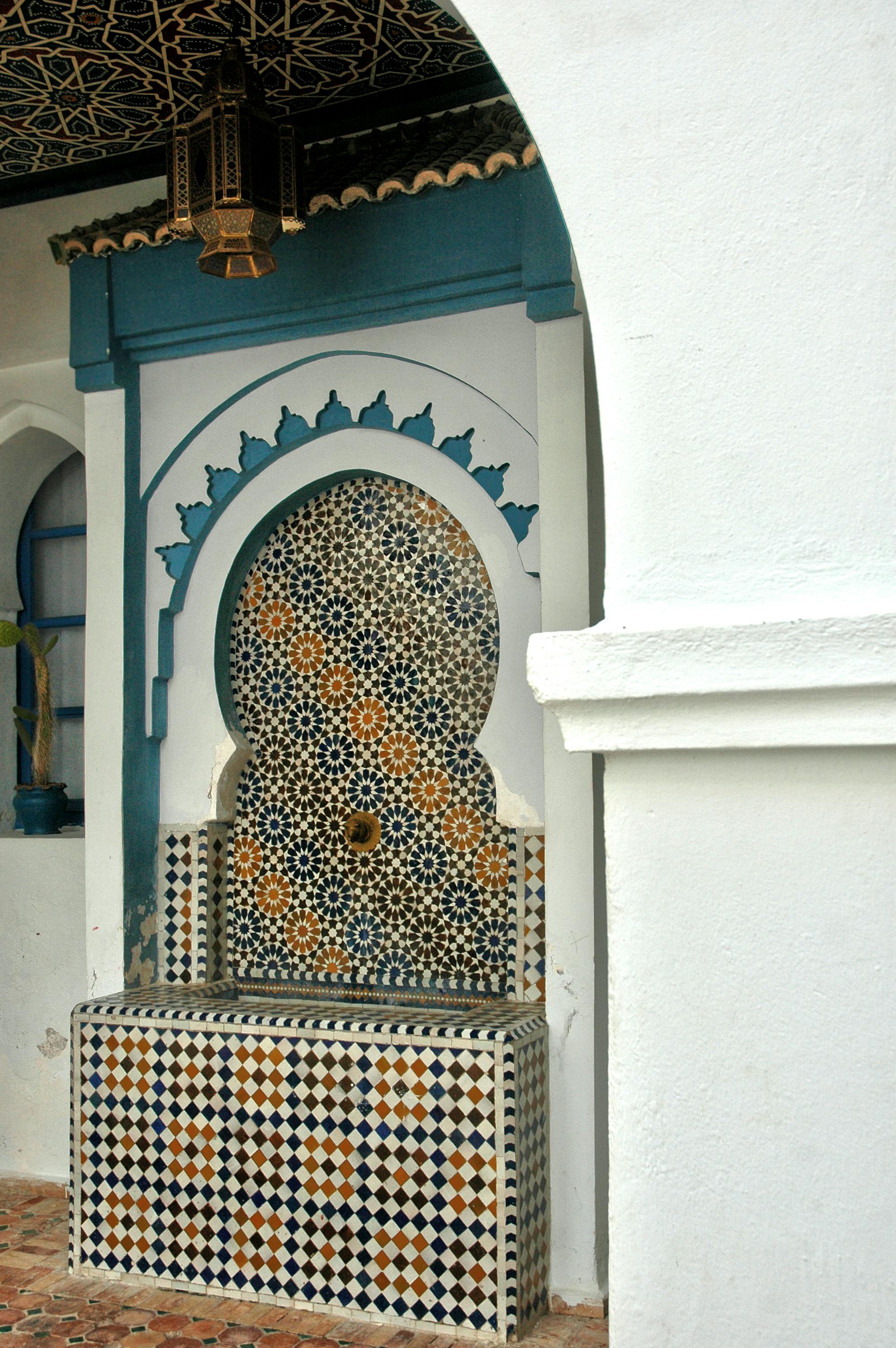 Moroccan Architectural Tile Fountain in Chefchaouen · Free Stock Photo
