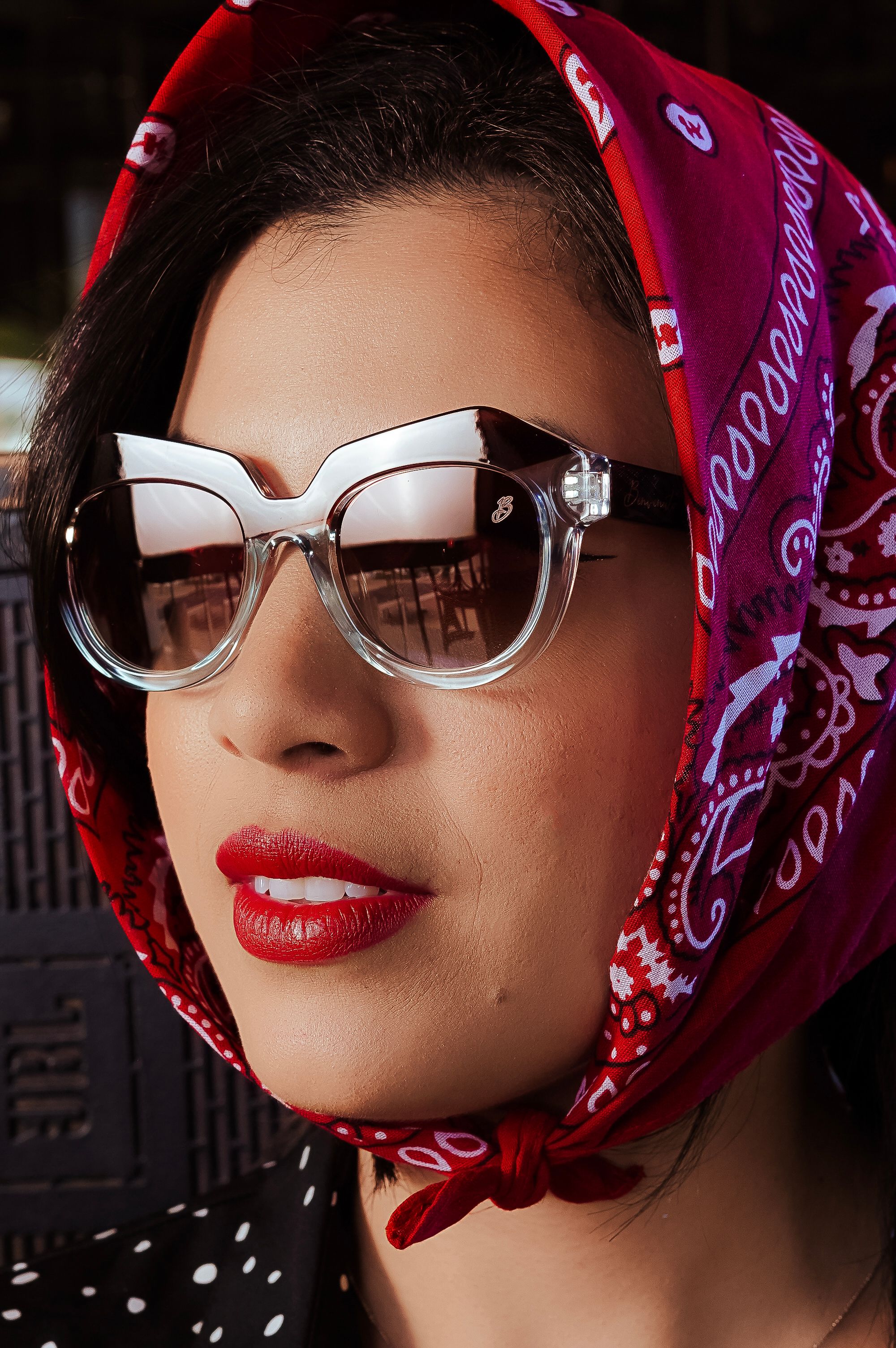 Portrait of Stylish Woman in Red Bandana · Free Stock Photo