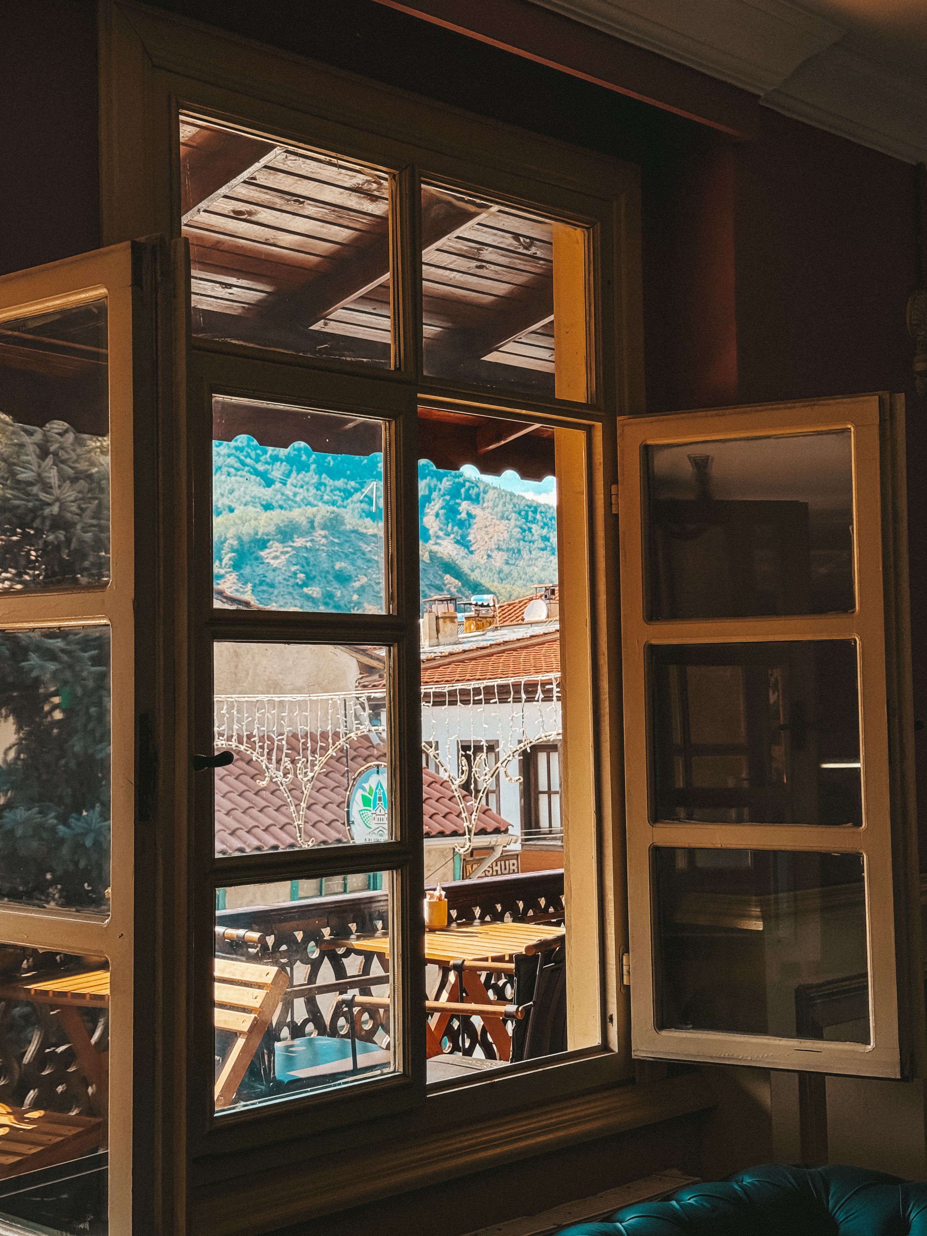 Scenic View Through Open Window with Mountain · Free Stock Photo