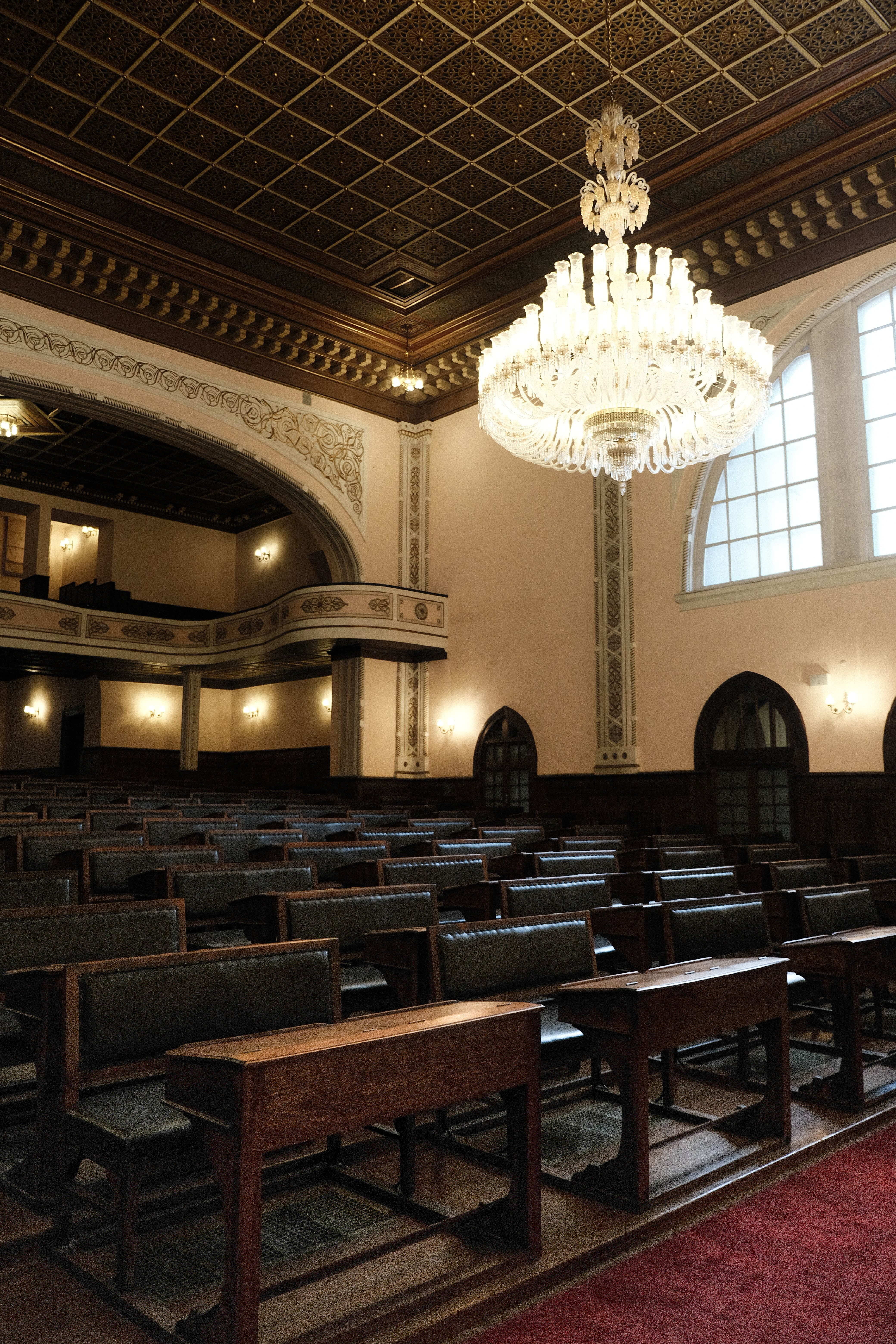 Elegant Historic Auditorium Interior with Chandelier · Free Stock Photo
