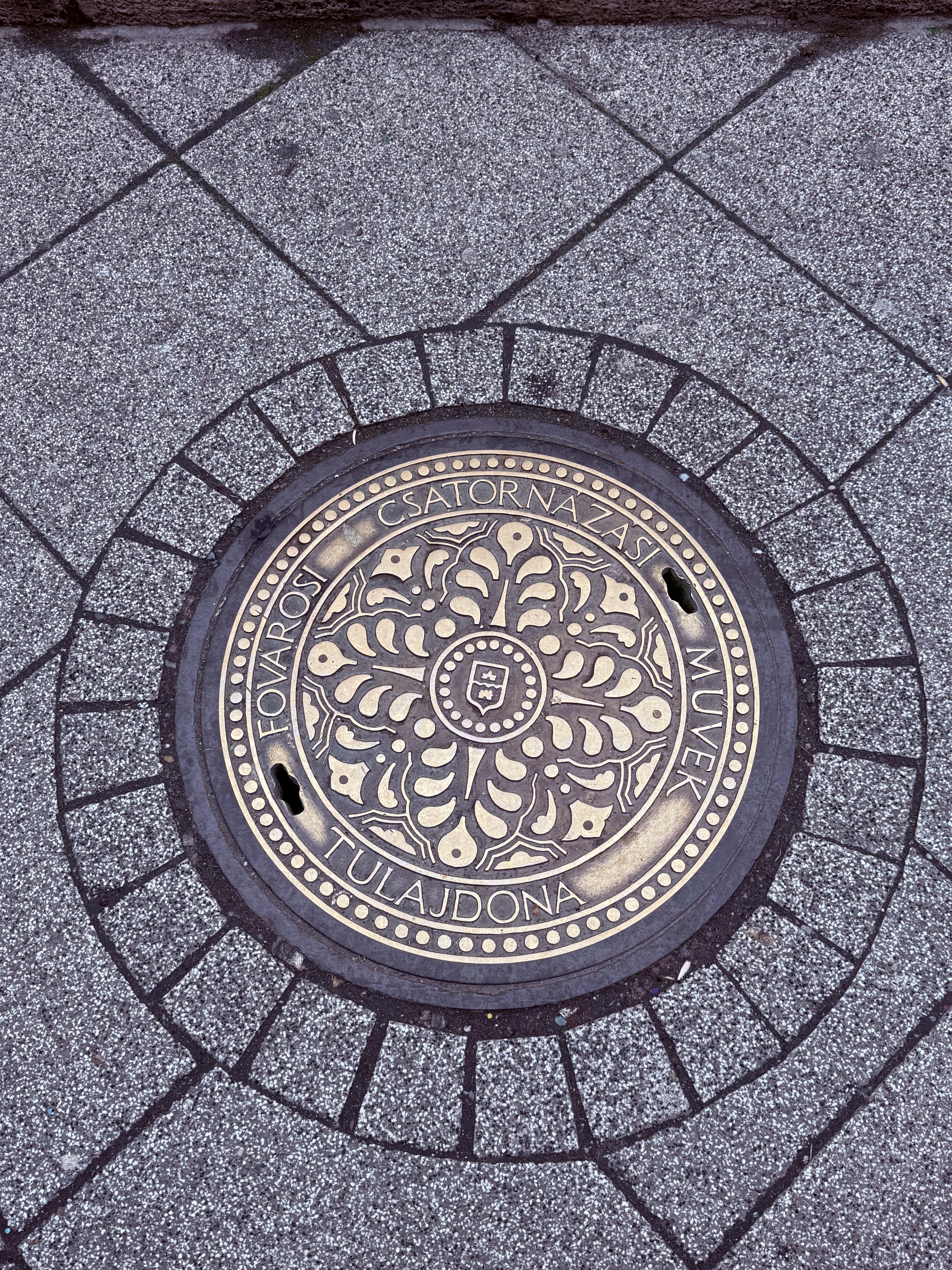 Decorative Budapest Manhole Cover on Pavement · Free Stock Photo