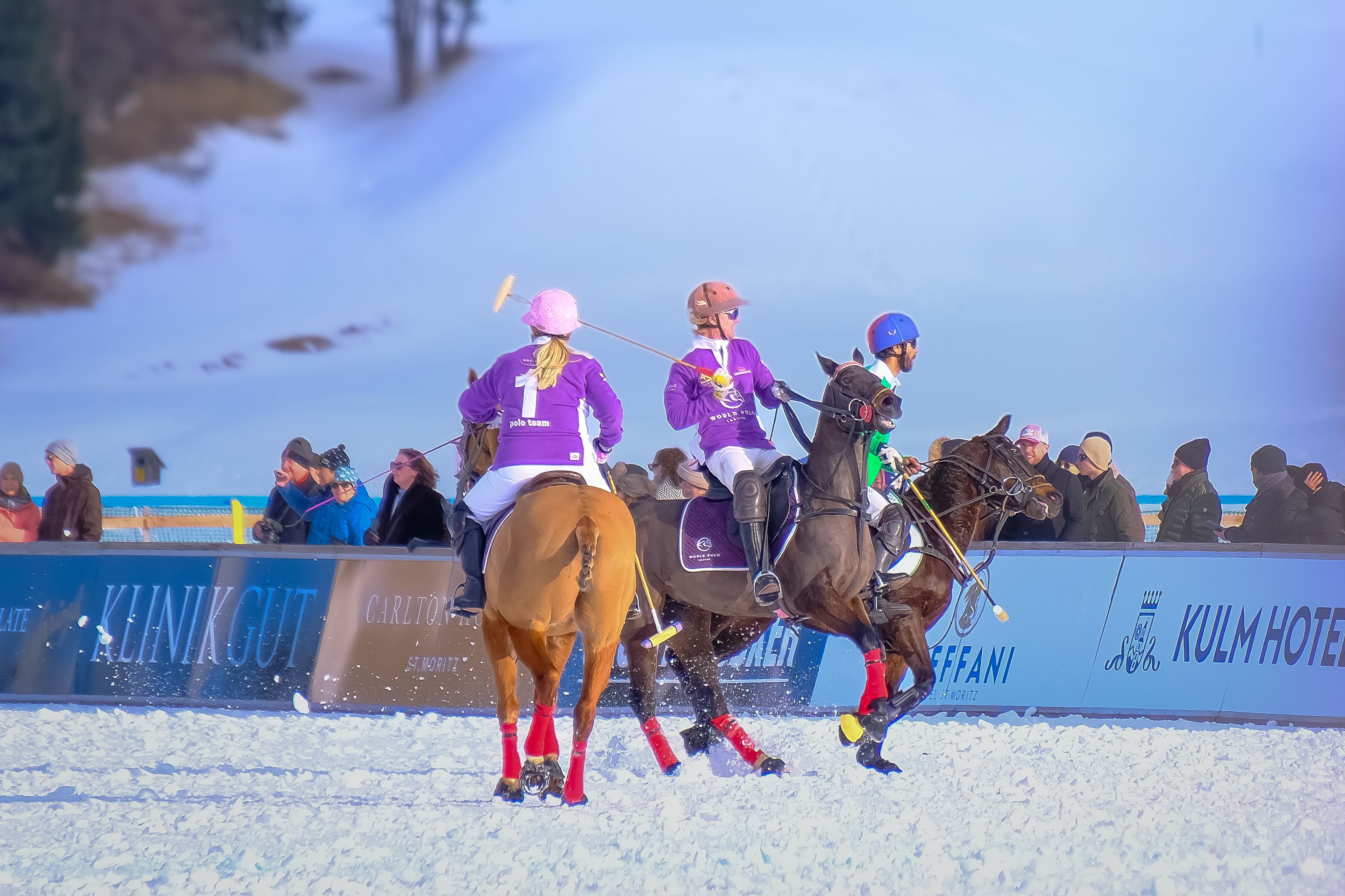 Dynamic Snow Polo Match in Winter Landscape · Free Stock Photo