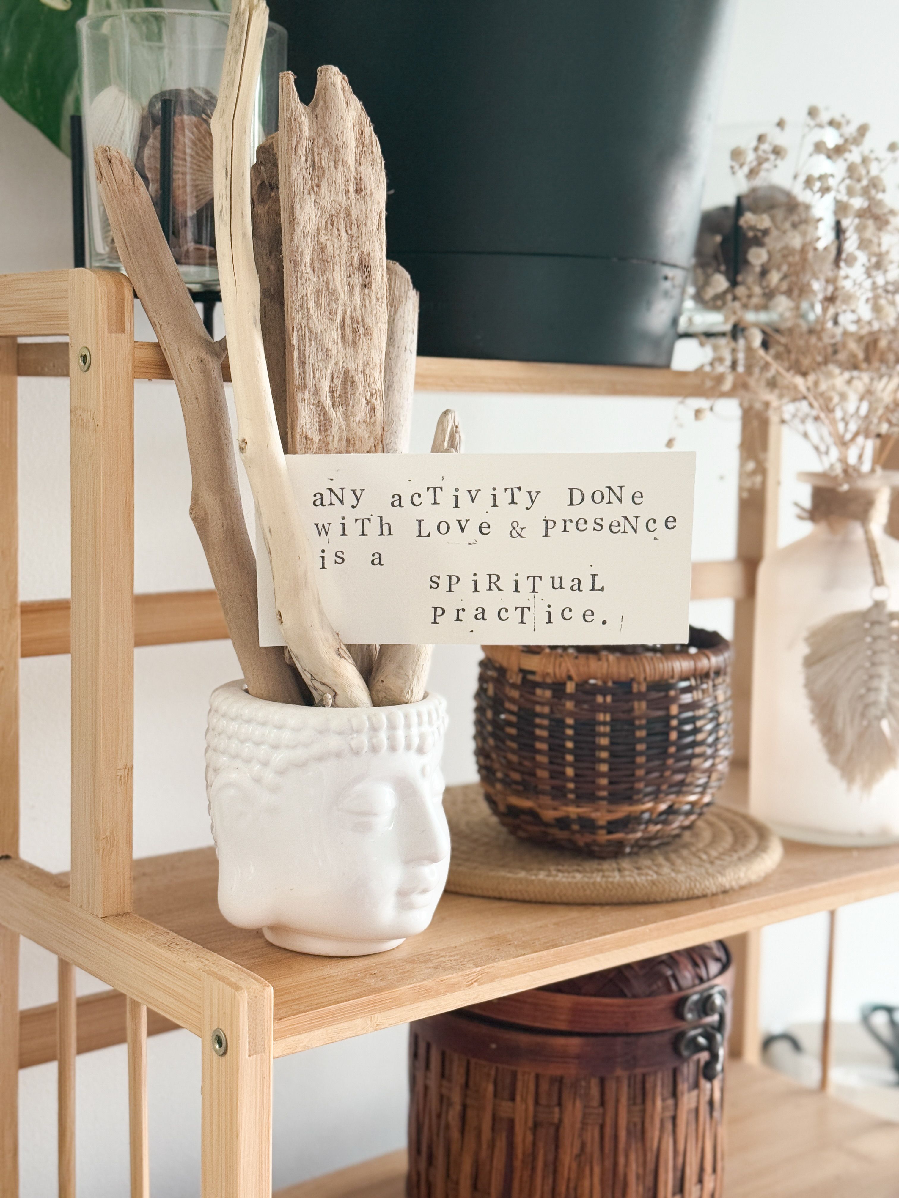 Boho Chic Shelf with Spiritual Quote Decor · Free Stock Photo