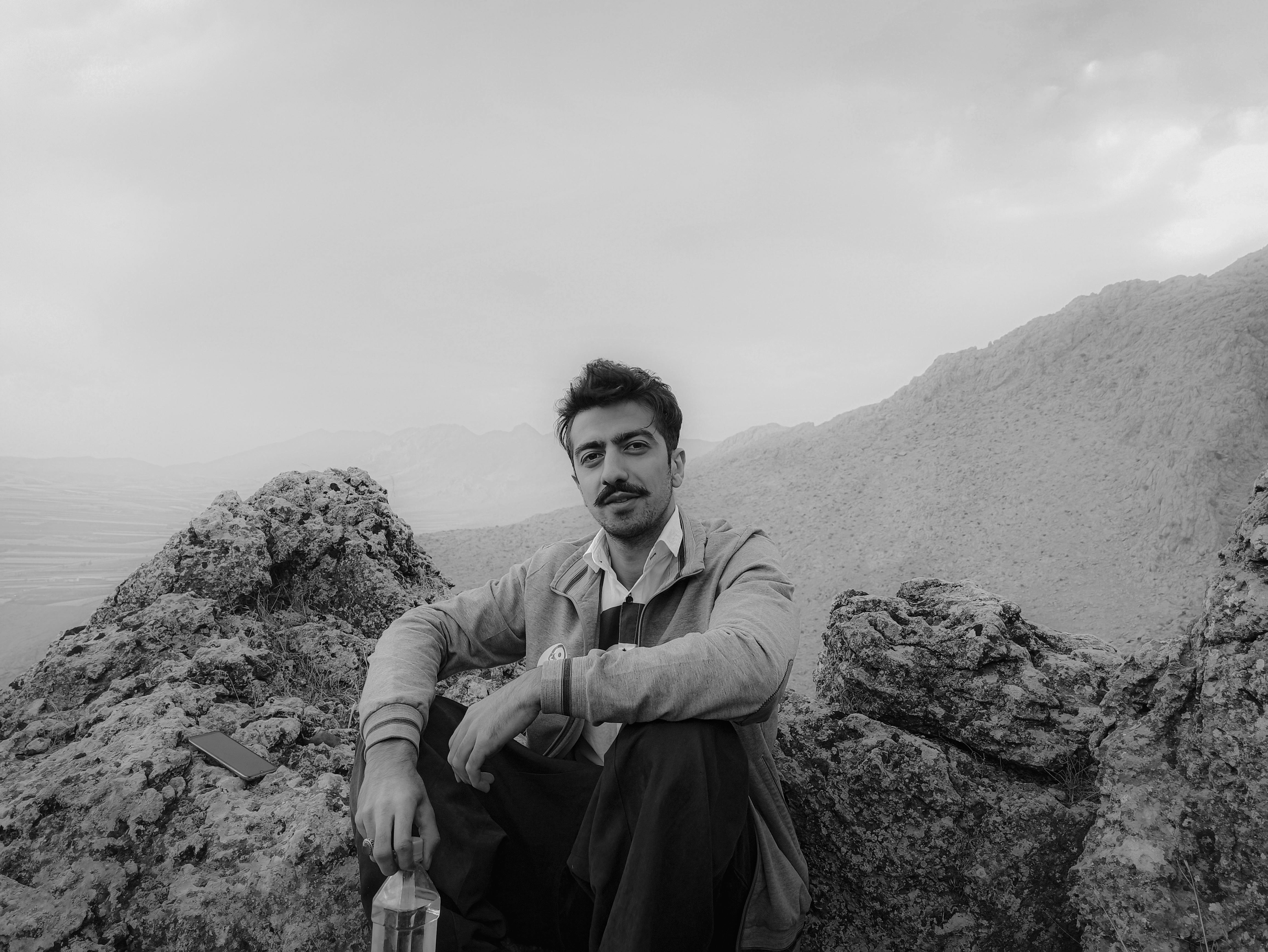 Black and White Portrait in Tehran Mountain Landscape · Free Stock Photo