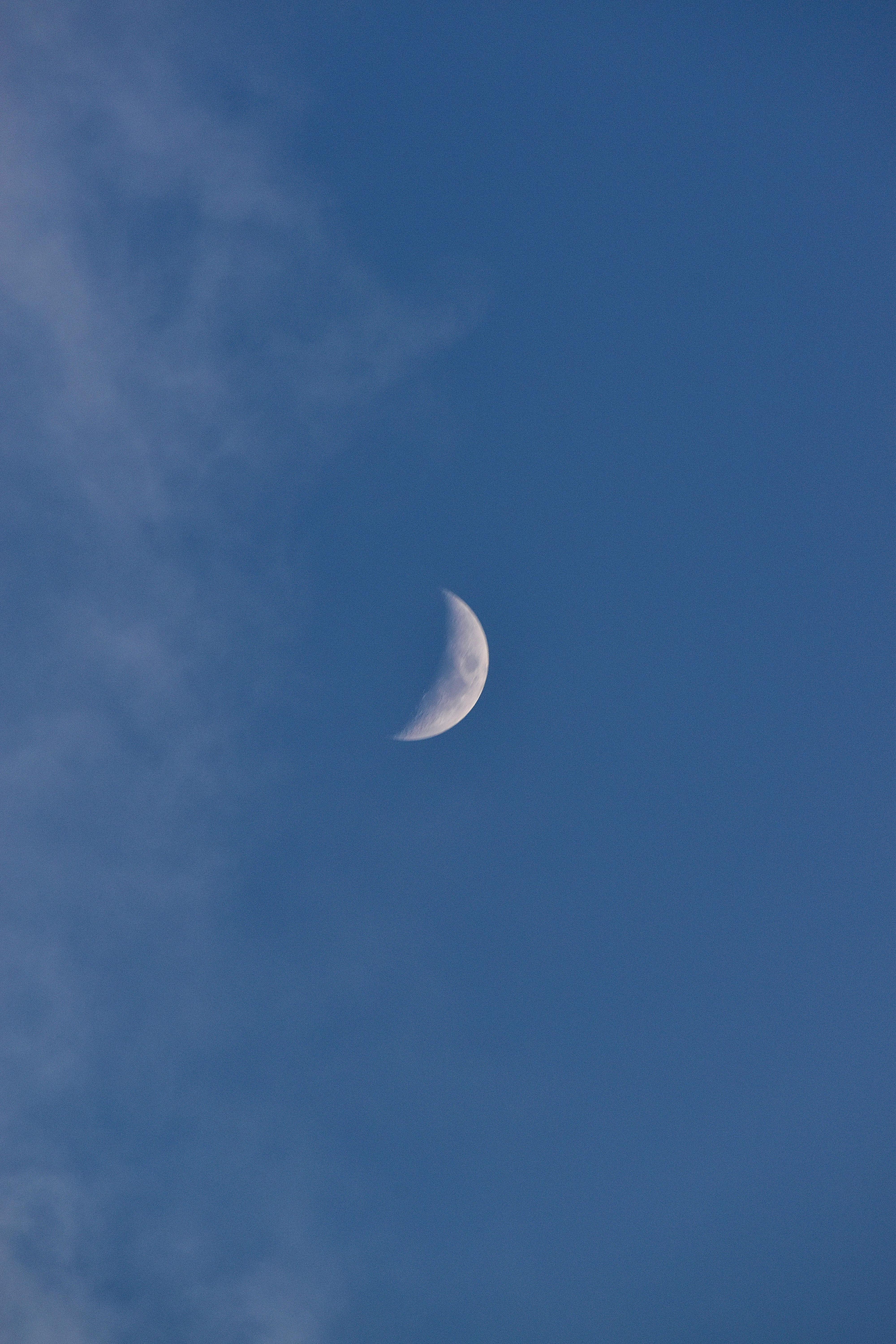 Crescent Moon Against a Clear Evening Sky · Free Stock Photo