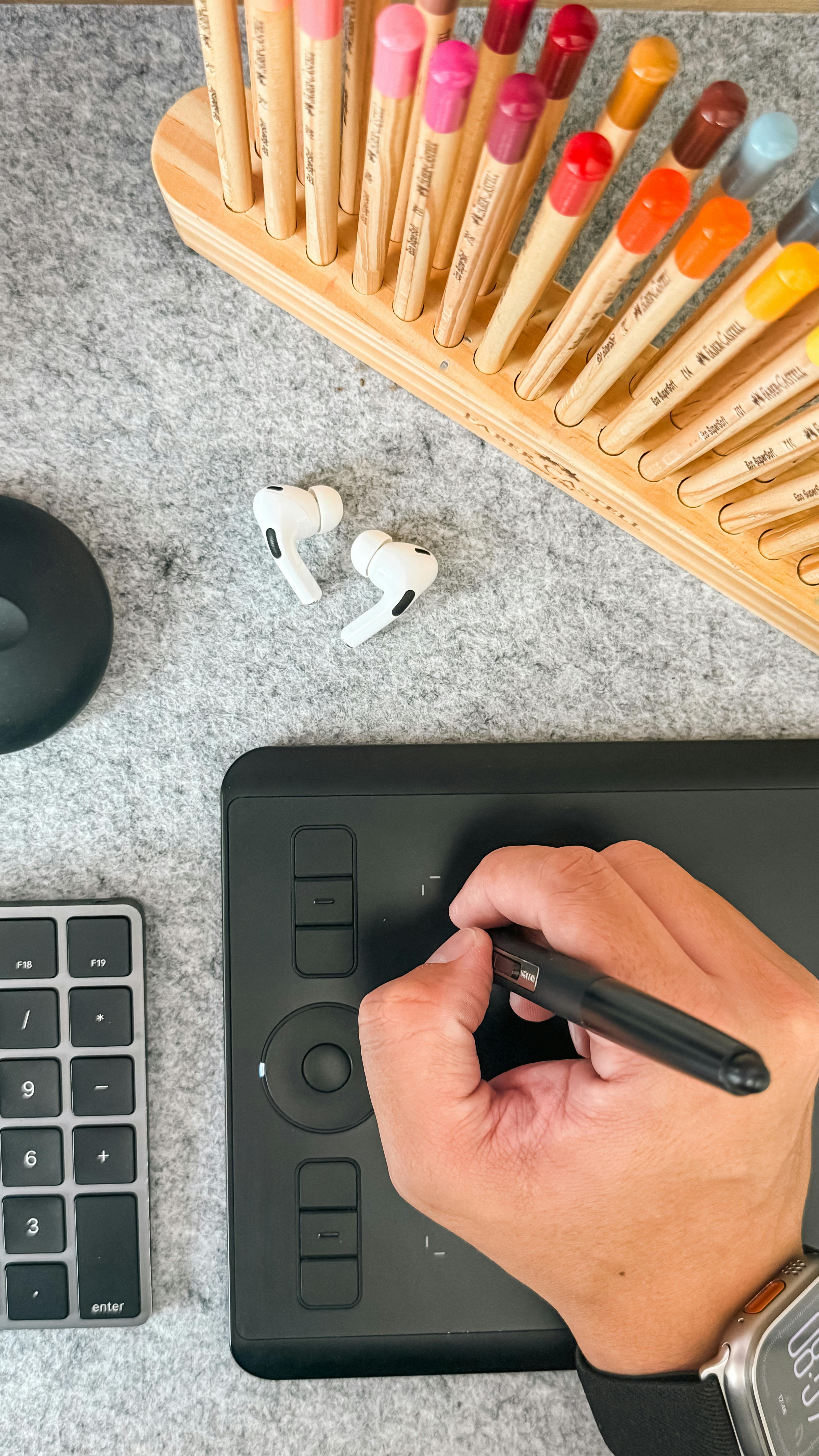 Creative workspace with digital drawing tools · Free Stock Photo