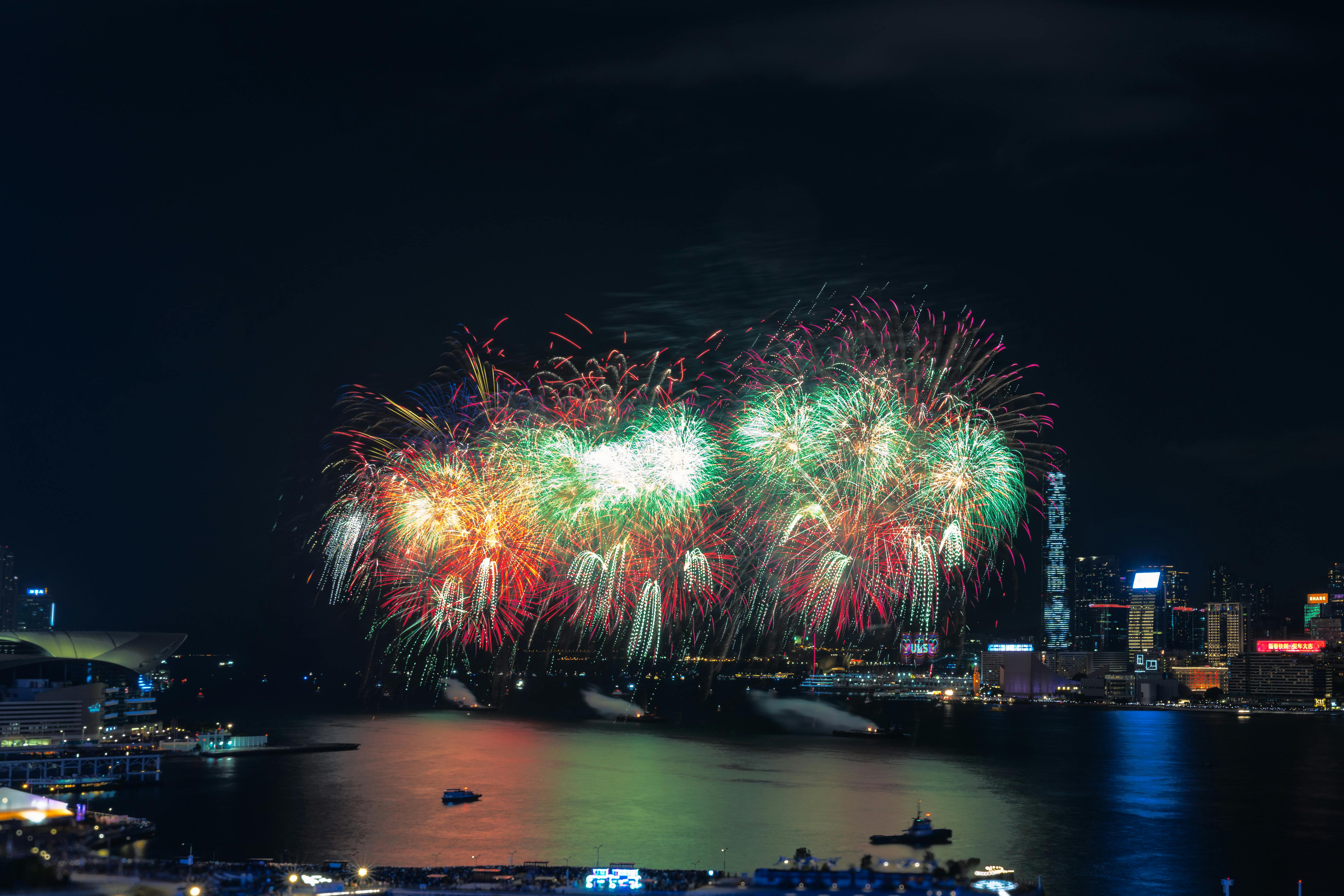 Stunning Fireworks Display Over City Skyline · Free Stock Photo