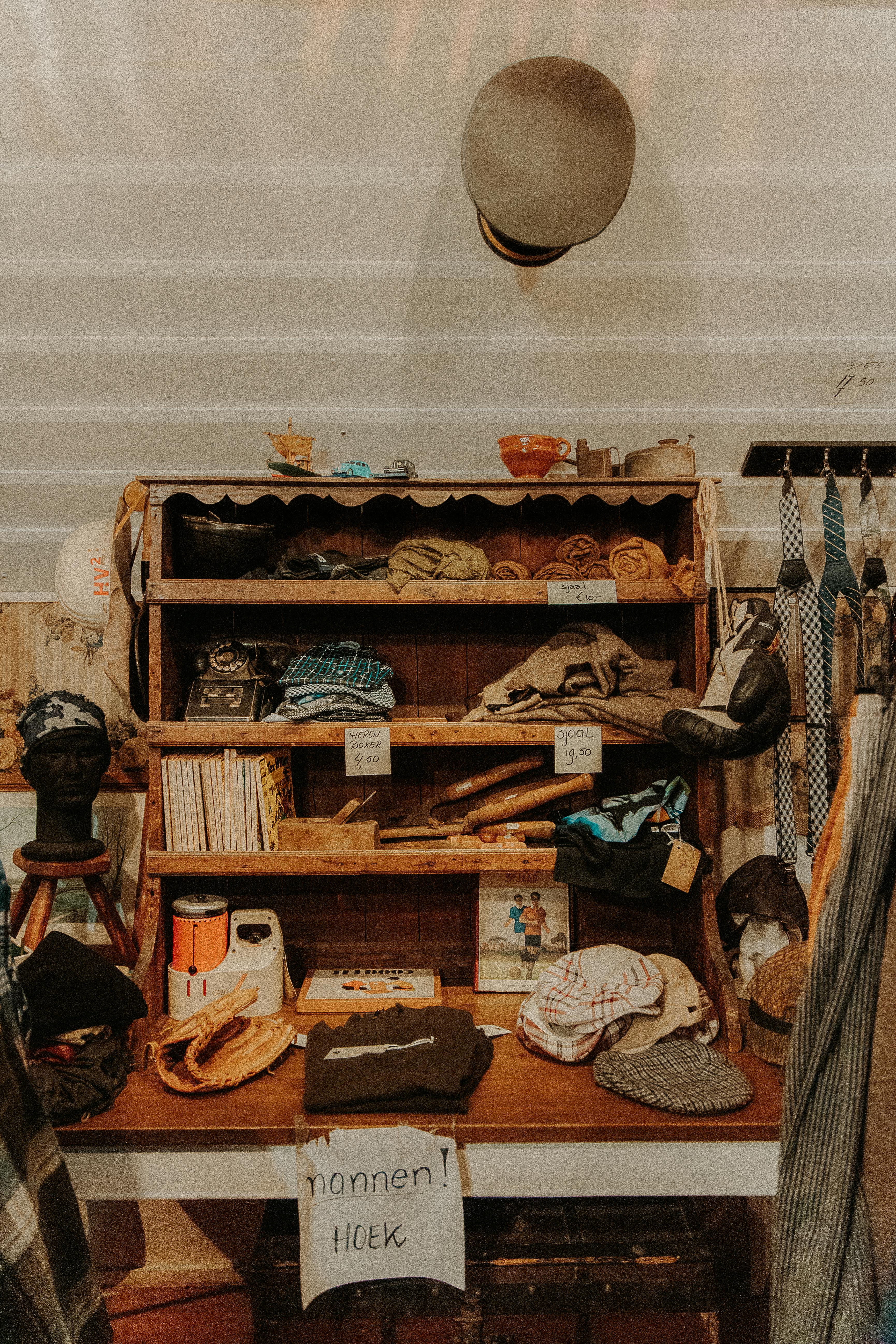 Vintage Shop Display with Hats and Accessories · Free Stock Photo