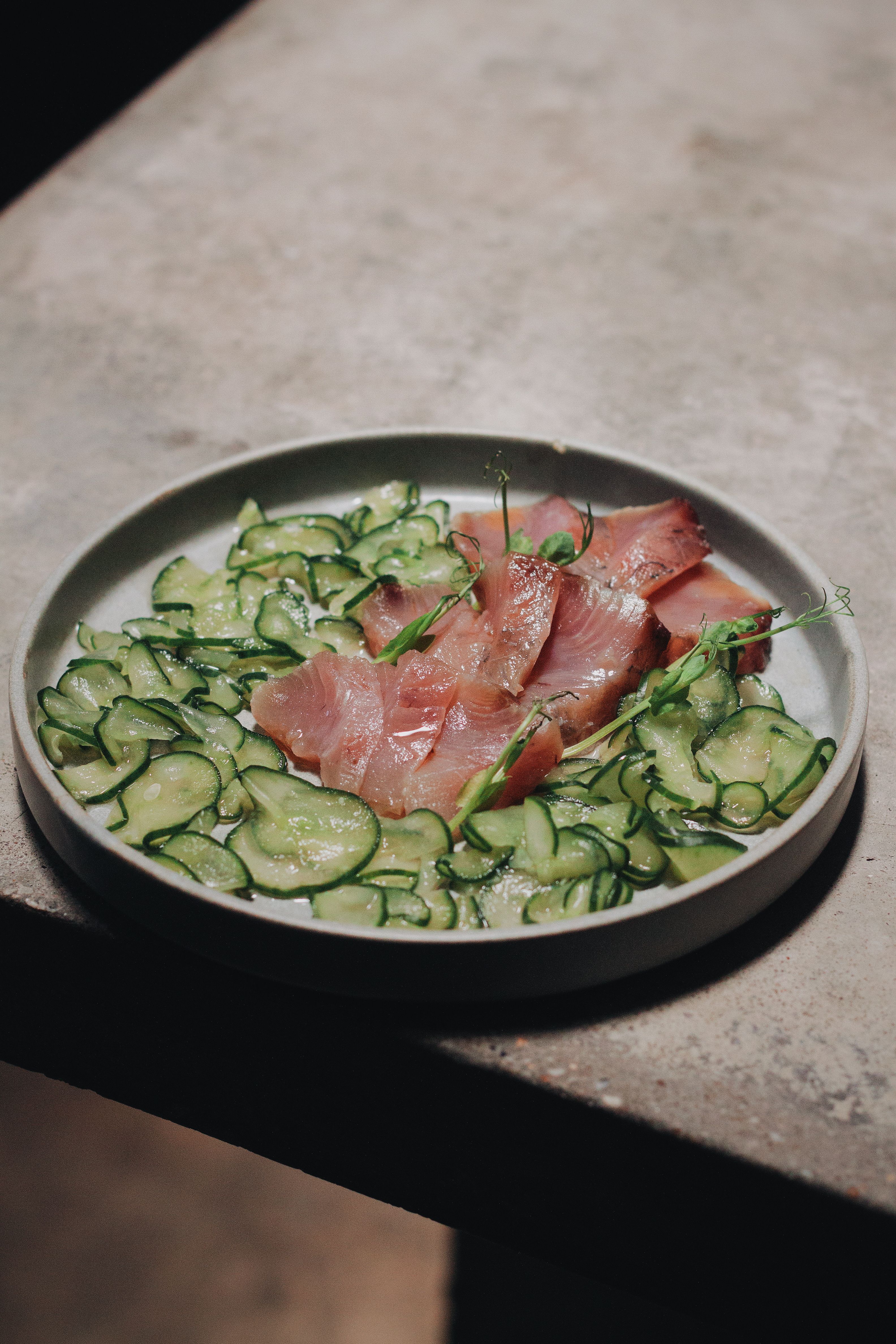 Elegant Plate of Sashimi with Cucumbers · Free Stock Photo