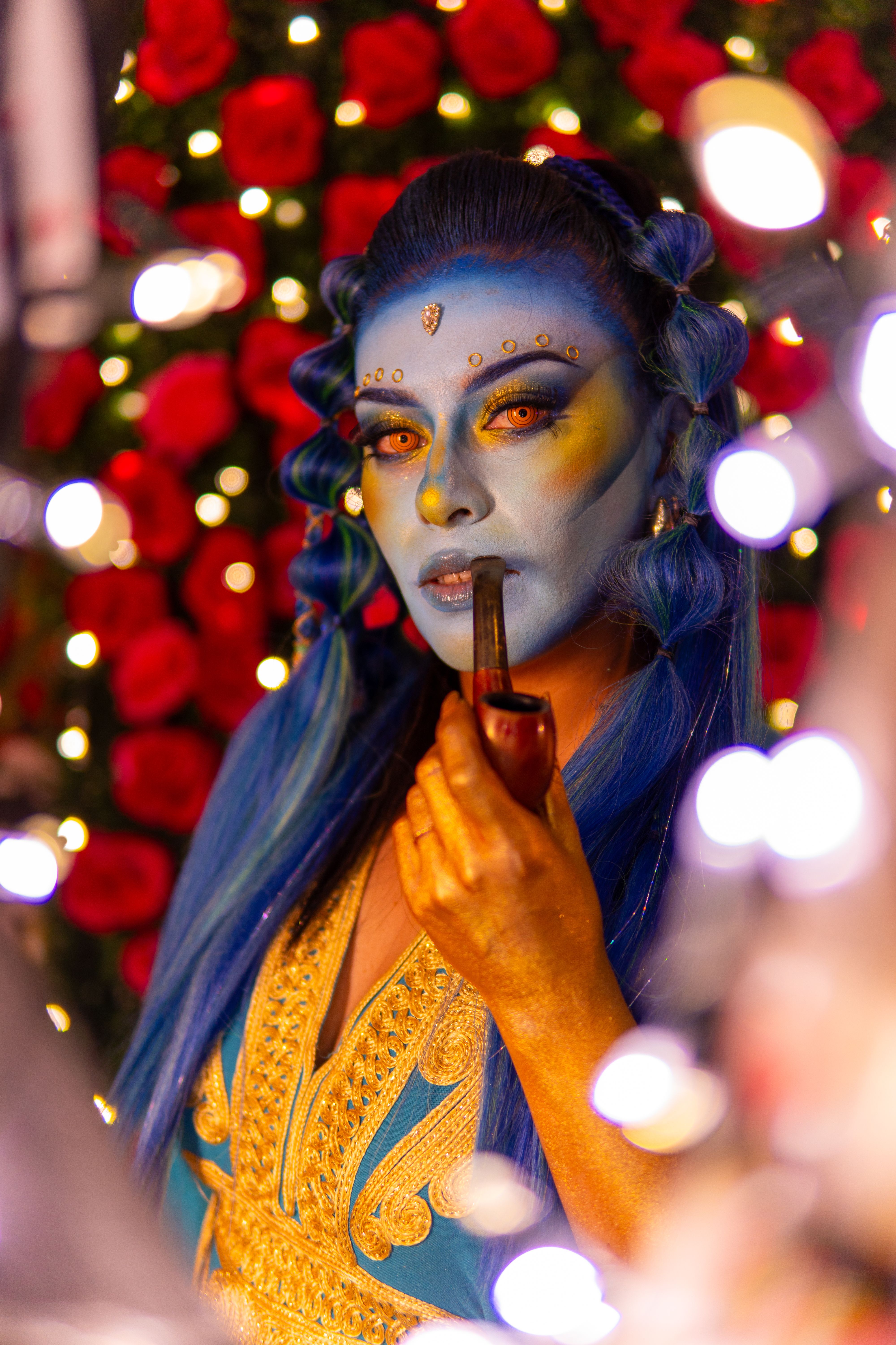 Creative Fantasy Cosplay with Blue Makeup and Costume · Free Stock Photo