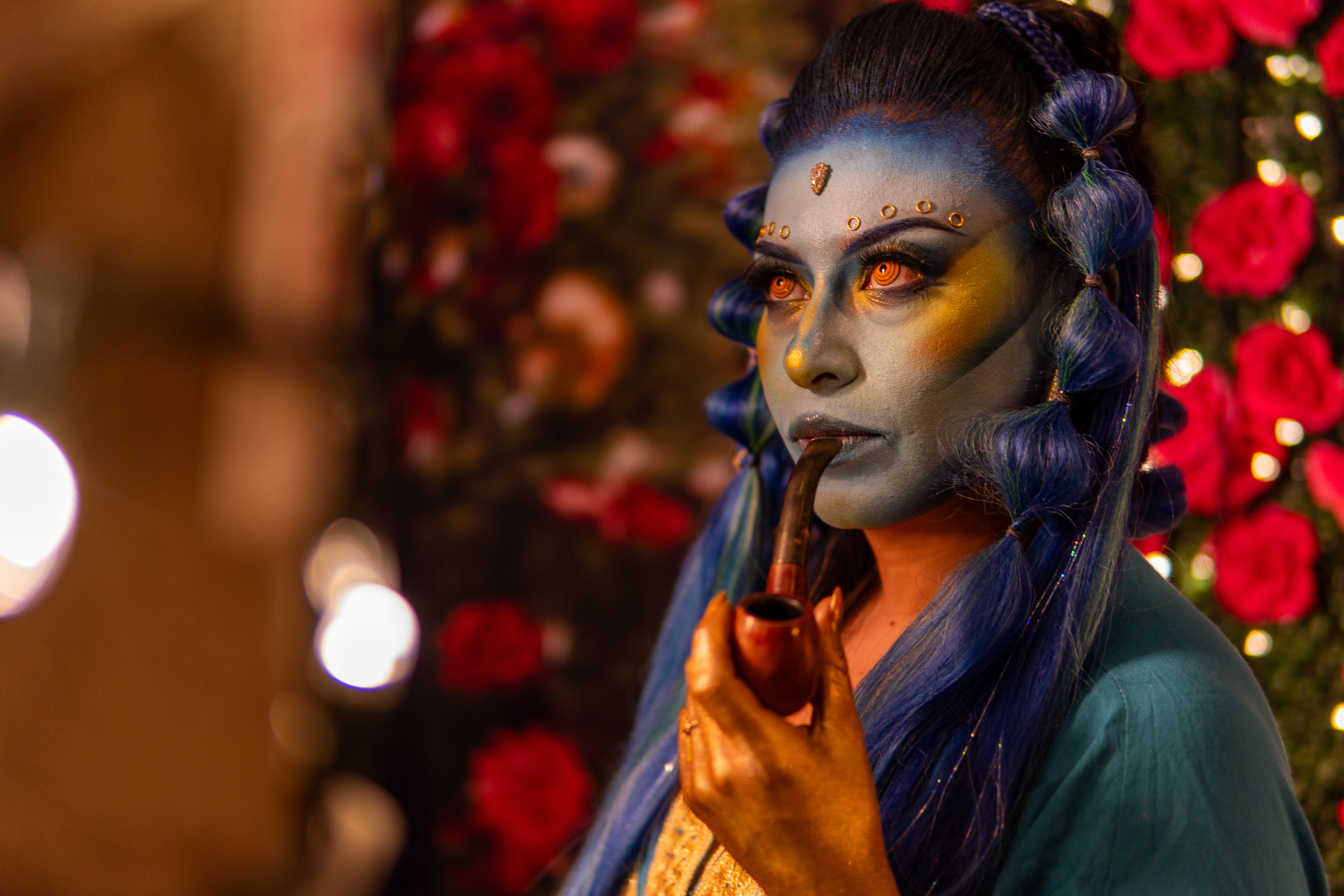 Artistic Cosplay Portrait with Blue Makeup · Free Stock Photo