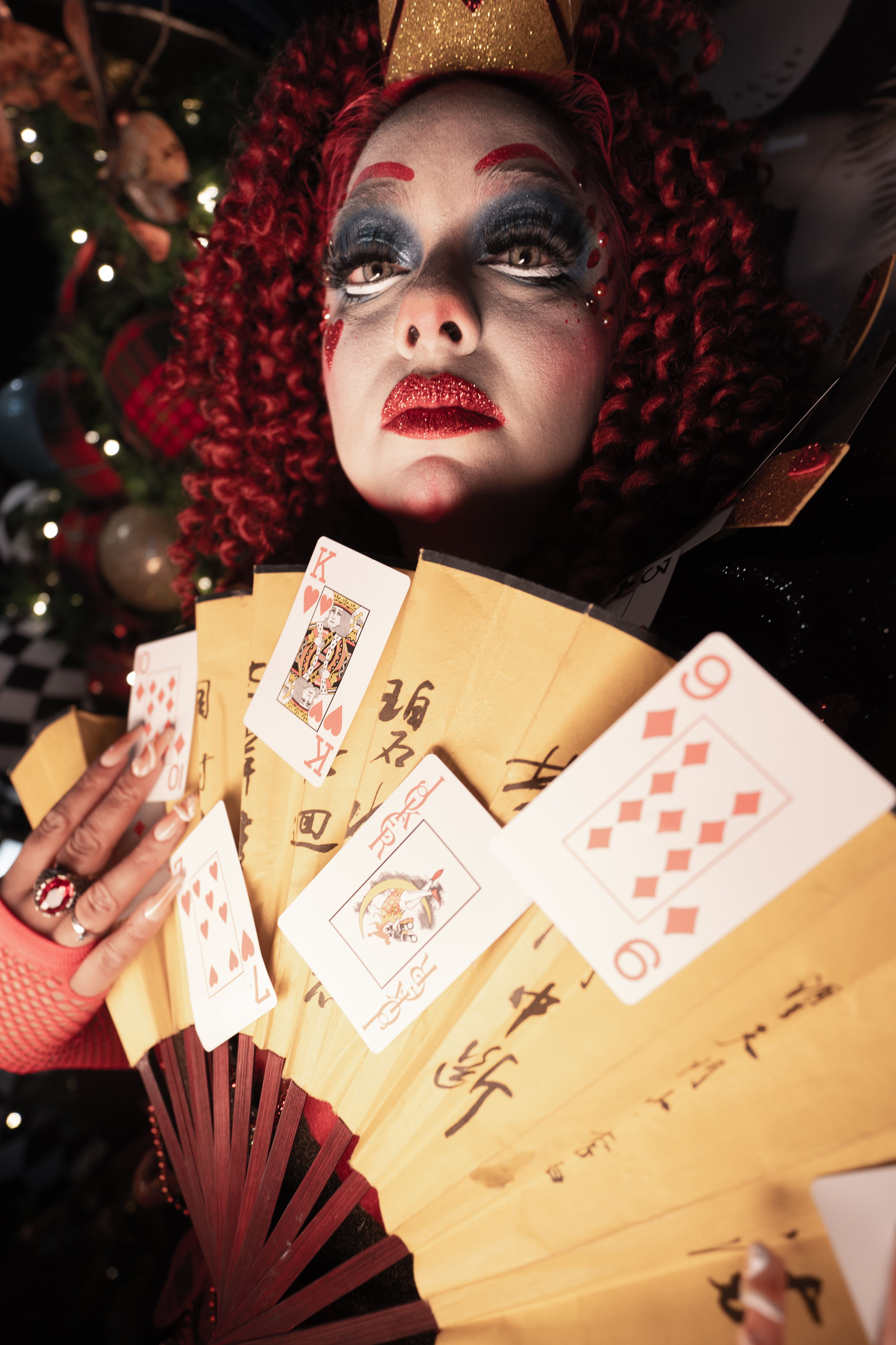 Whimsical Queen of Hearts Makeup with Playing Cards · Free Stock Photo