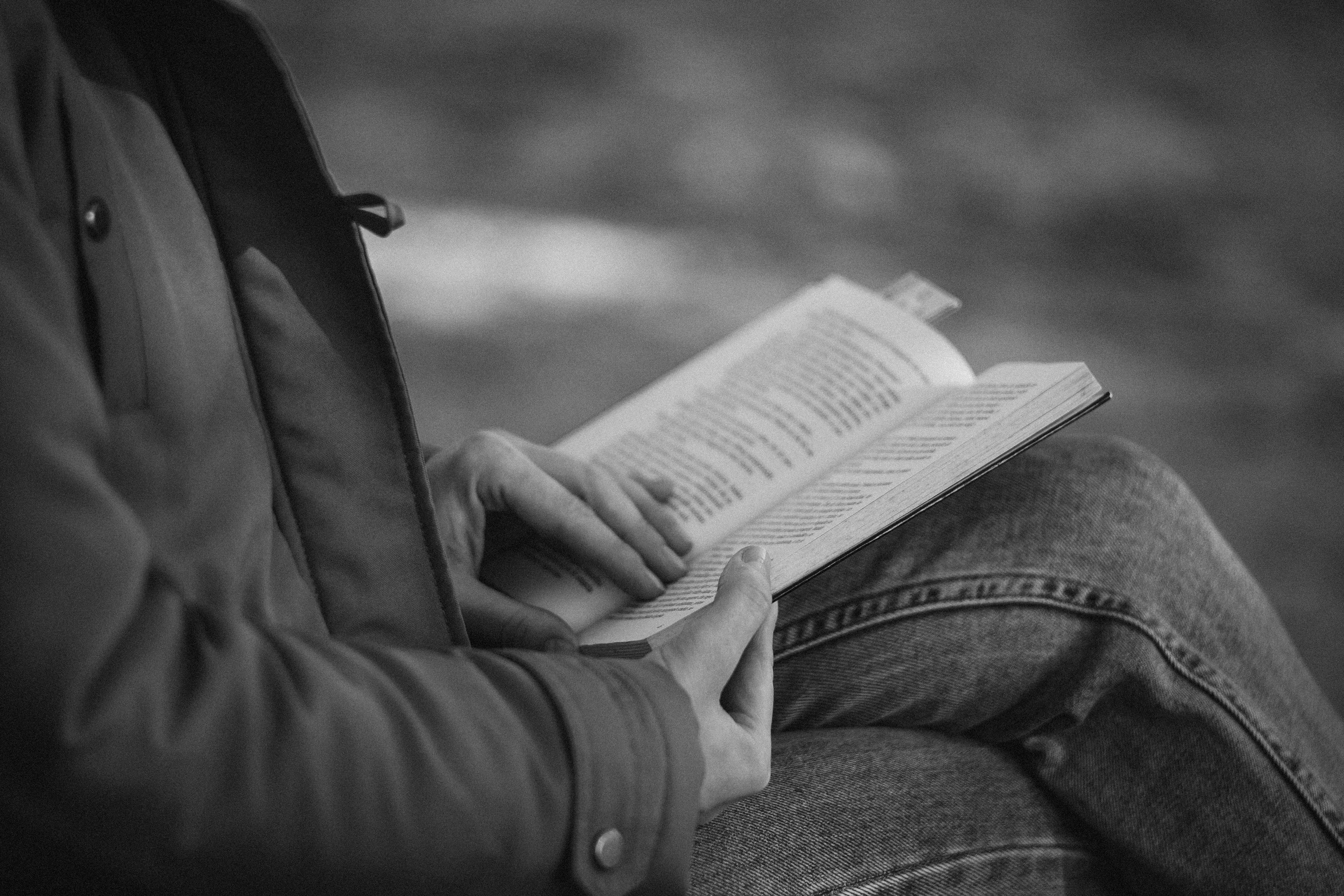 Black And White Reading A Book