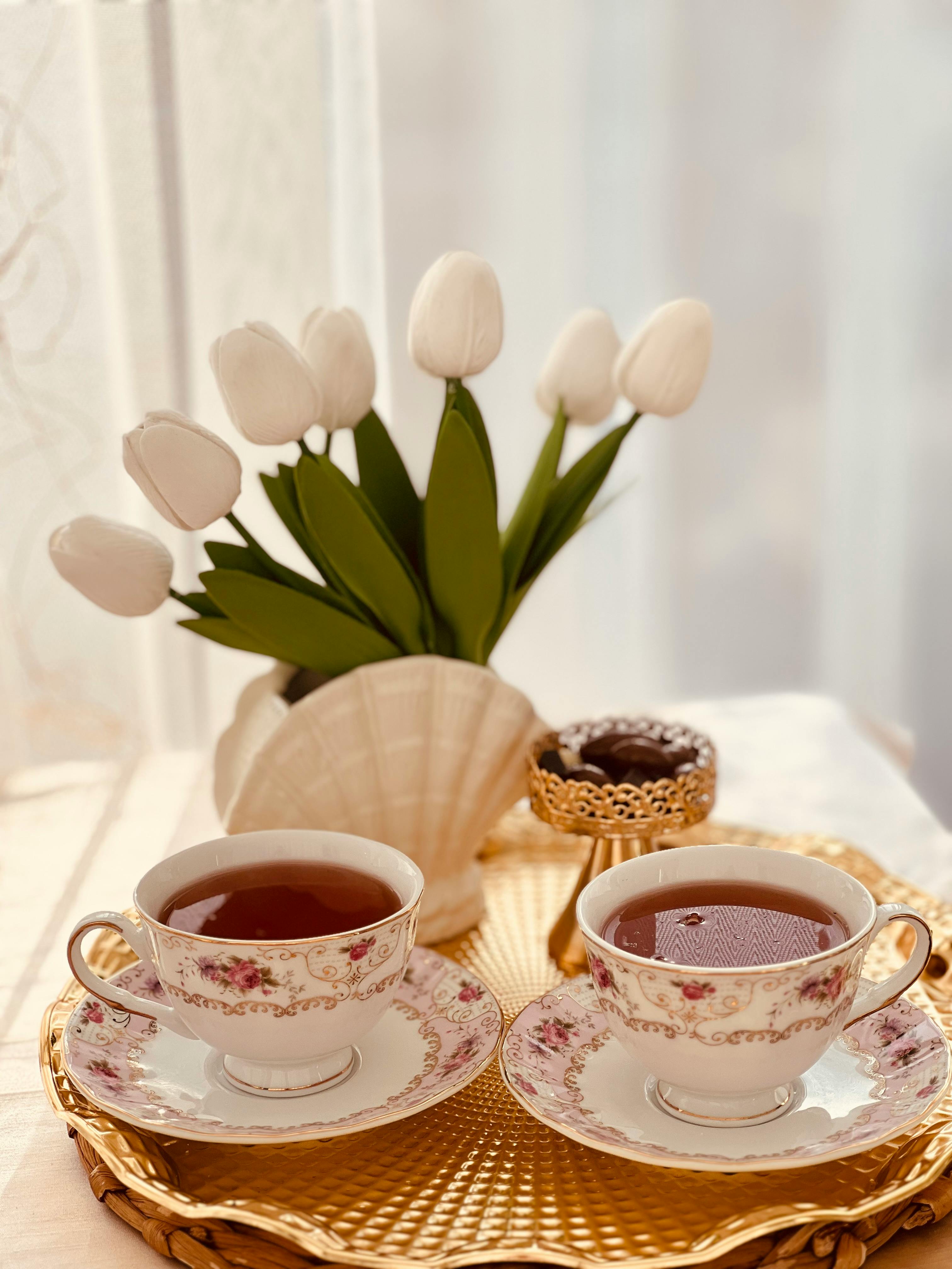 Elegant Tea Setting with Tulips in Ankara, Türkiye · Free Stock Photo