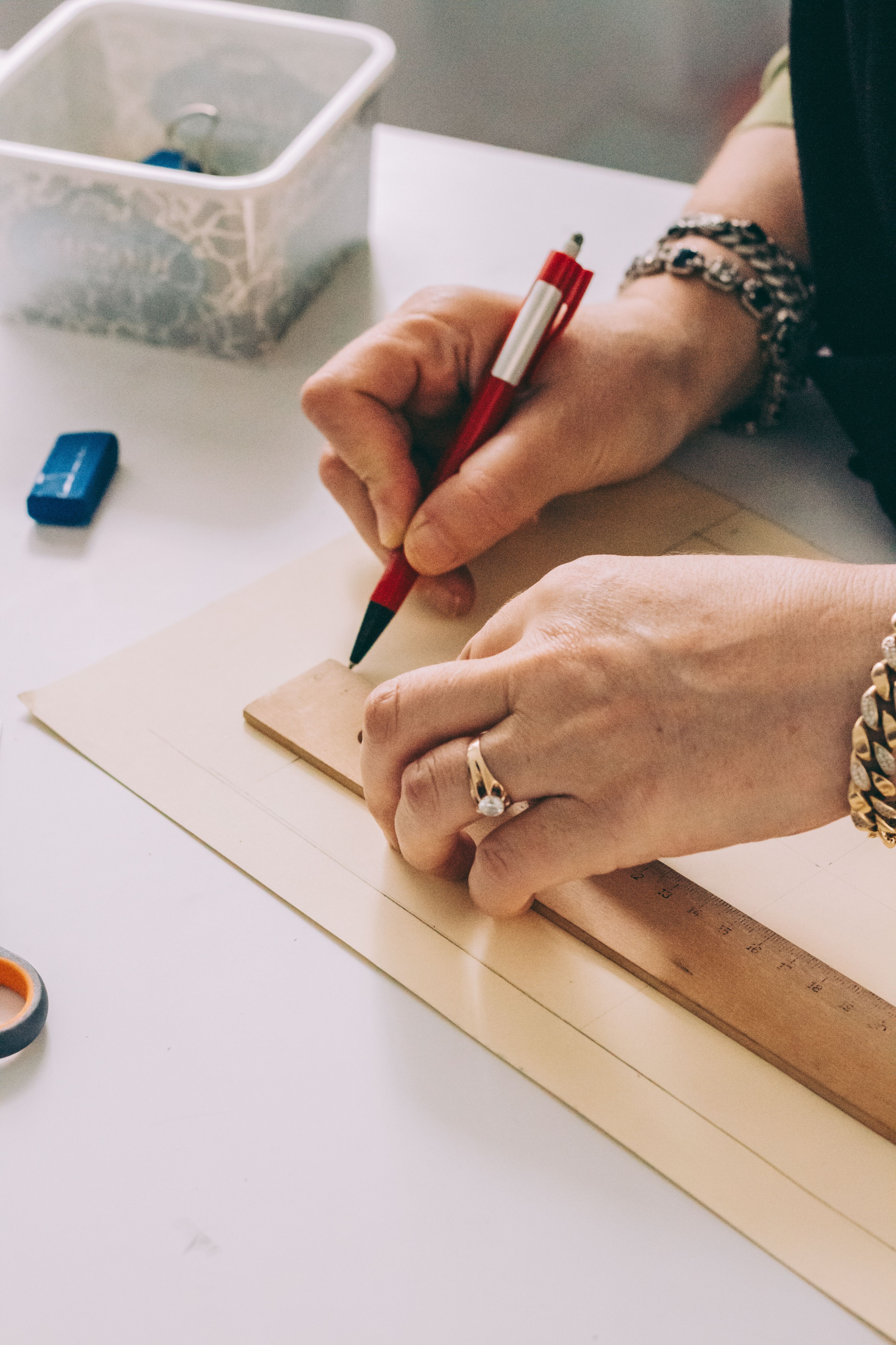 Precision Measuring and Drawing with Ruler · Free Stock Photo
