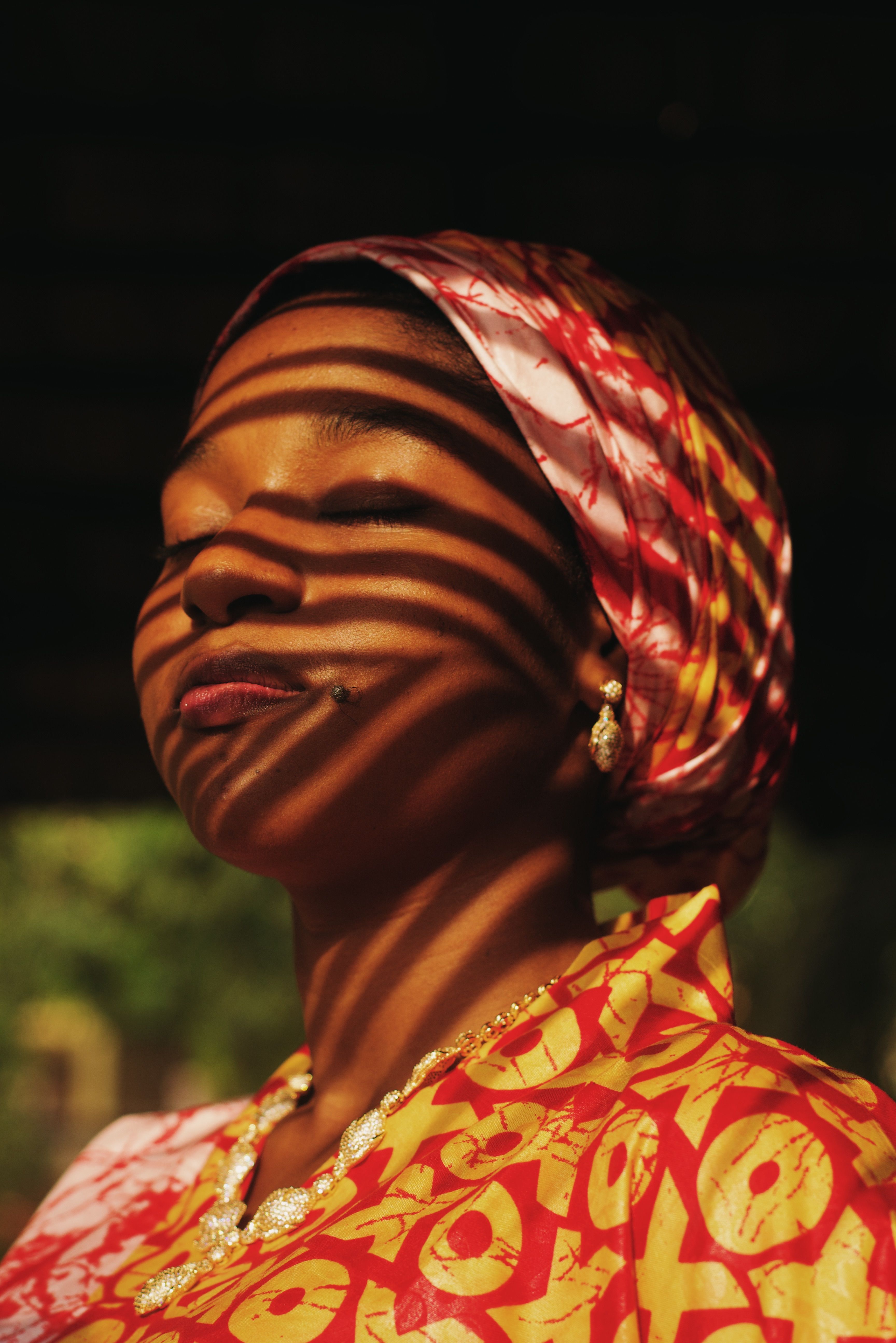 Cultural Portrait with Shadow Pattern in Nigeria · Free Stock Photo