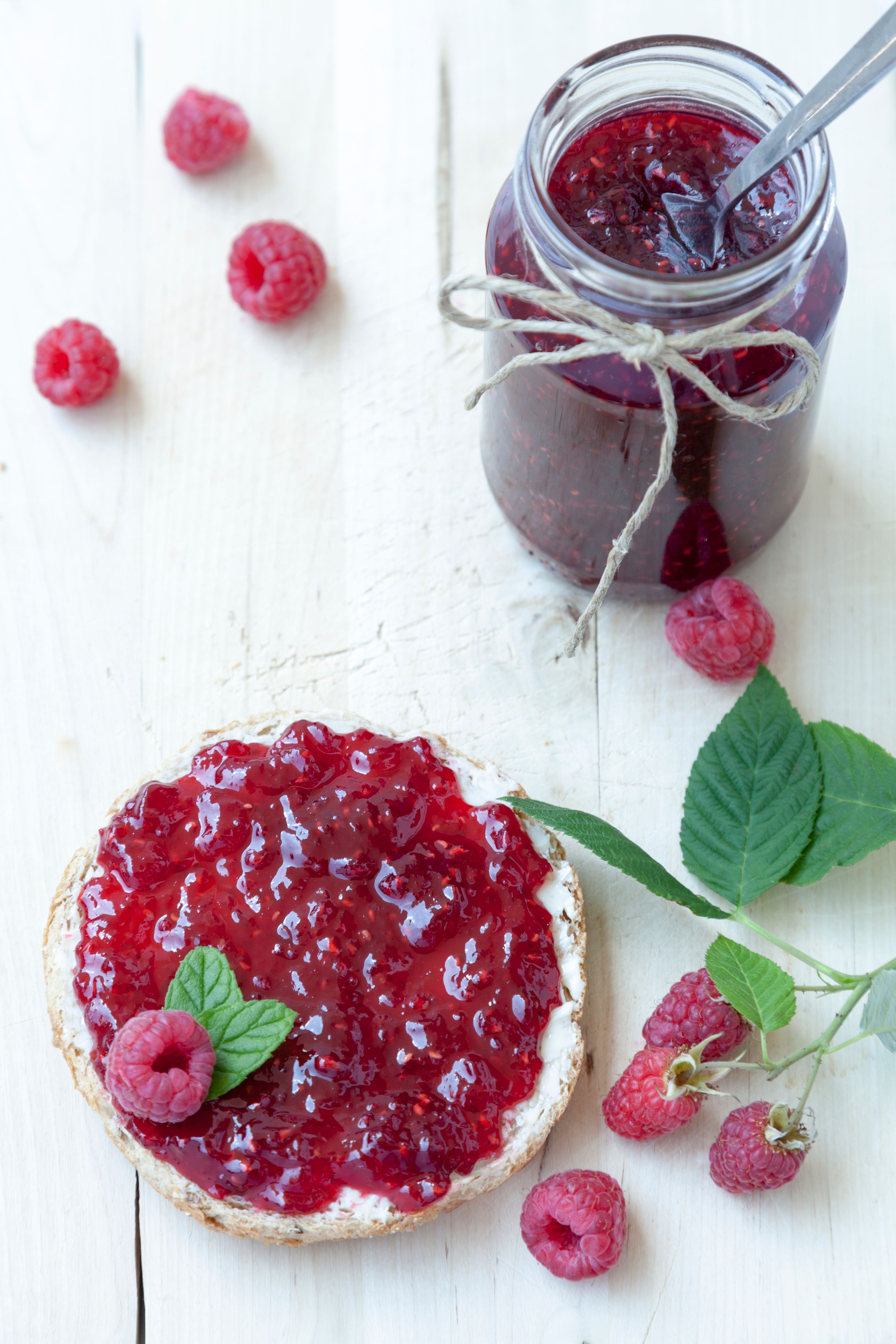 Rustic Raspberry Jam on Toast with Fresh Raspberries · Free Stock Photo