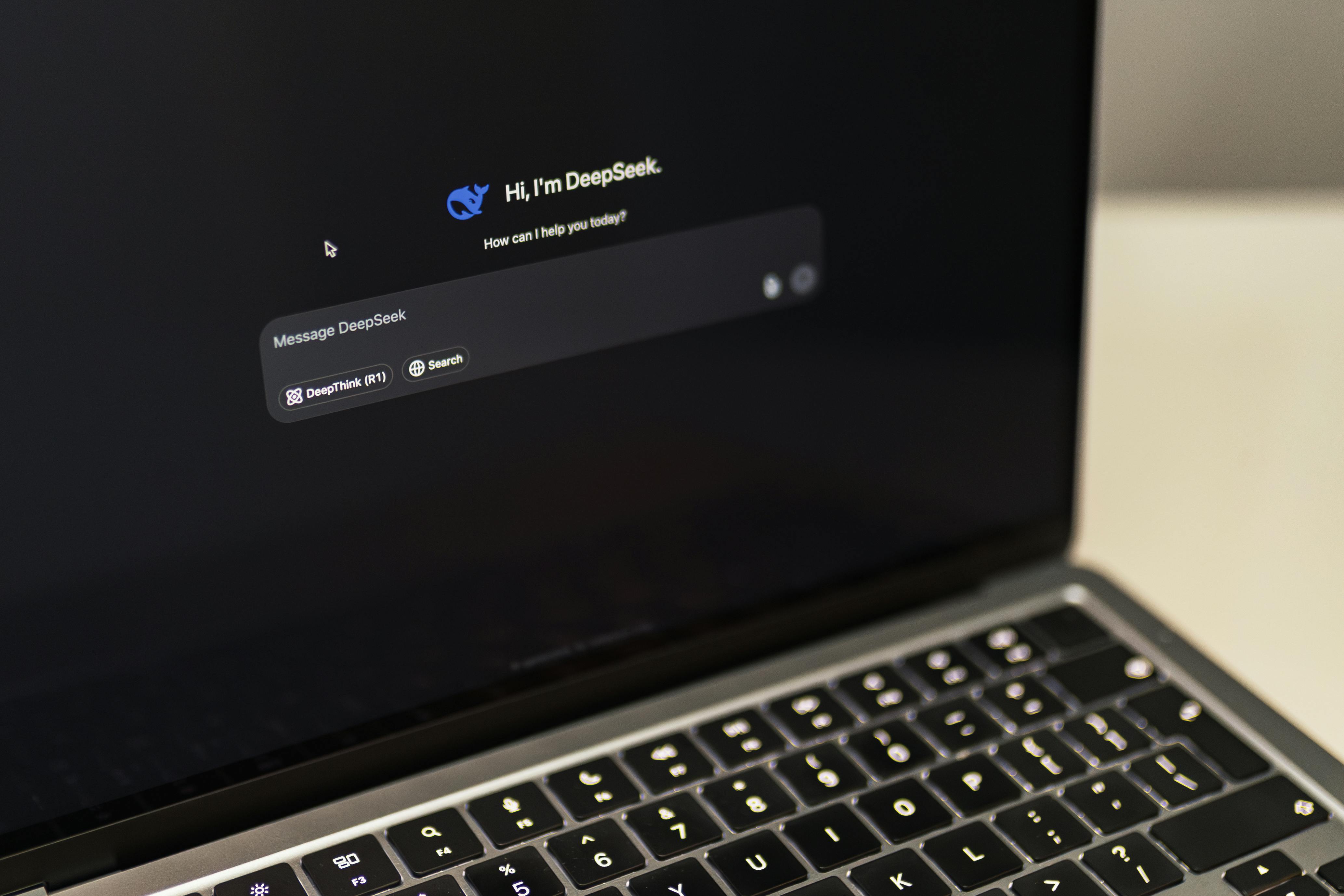 MacBook with DeepSeek AI Interface Displayed · Free Stock Photo