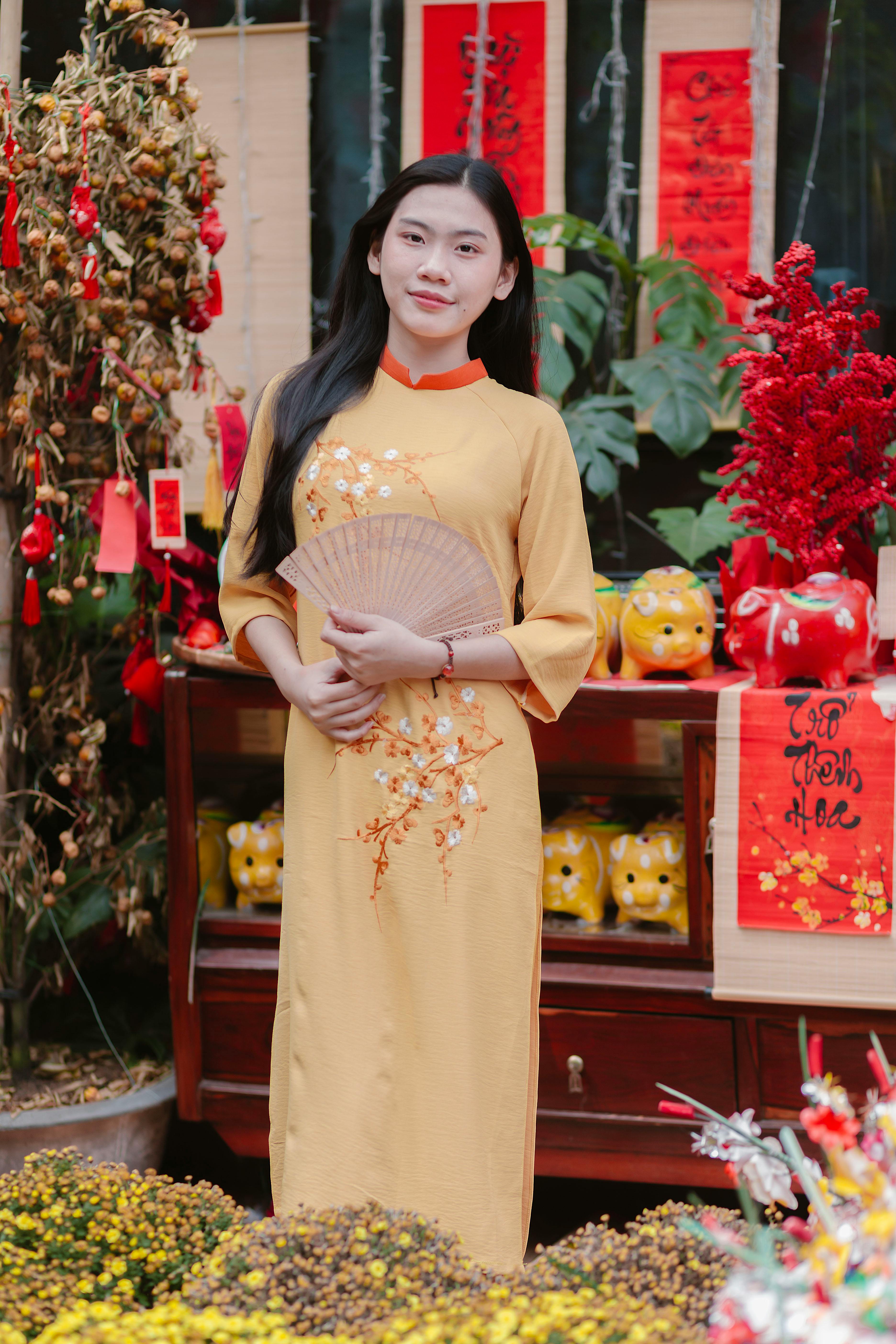 Young Woman Celebrating Tet Festival in Vietnam · Free Stock Photo